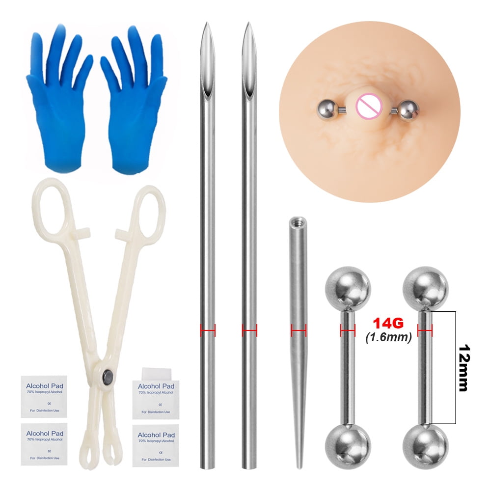 OOCA Puncture Guide Rod Navel Ring Tongue Nipple Lip Piercing Set ...