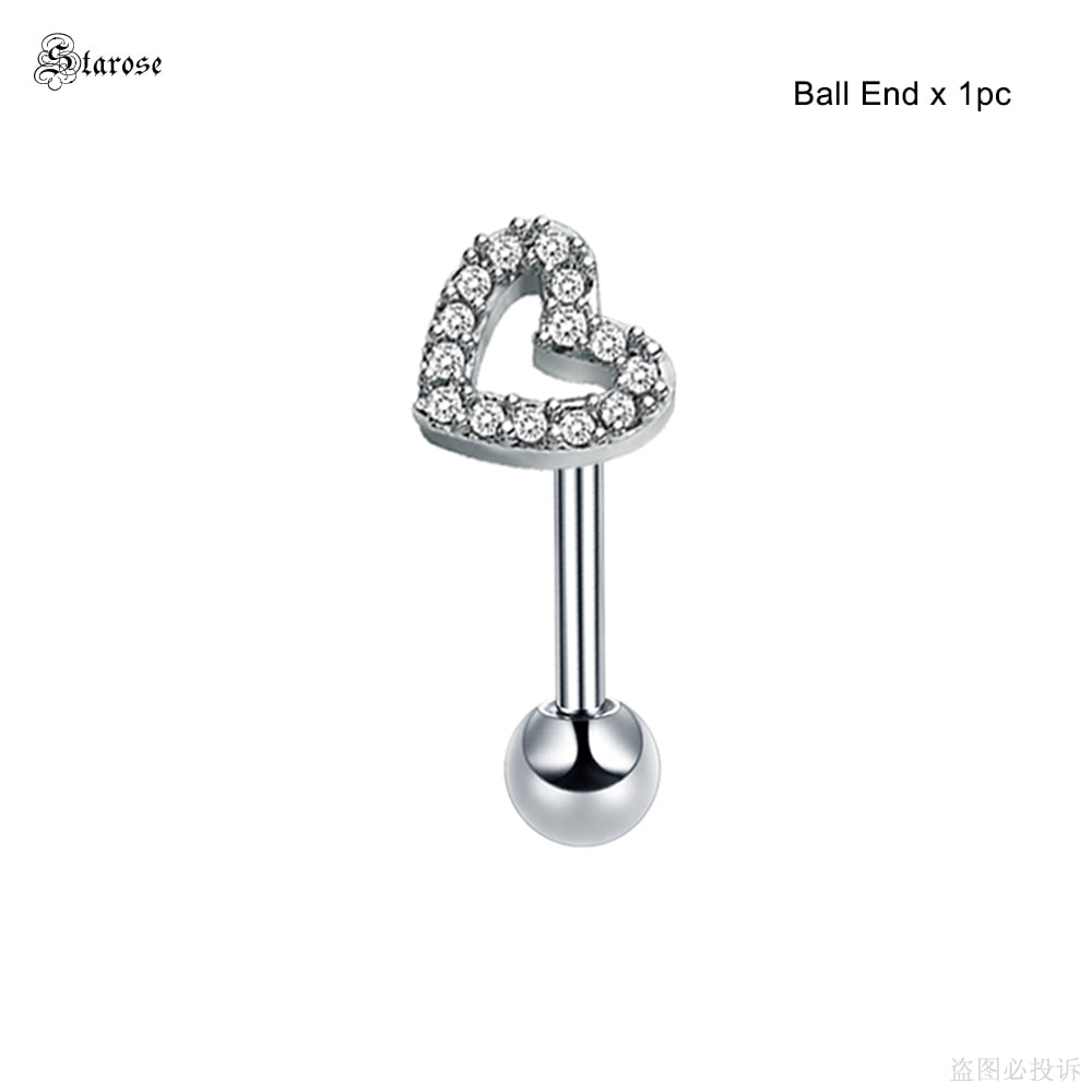 OOCA Starose 1 Piece 6mm Heart Labret Stud Lip Ring Nose Piercing ...
