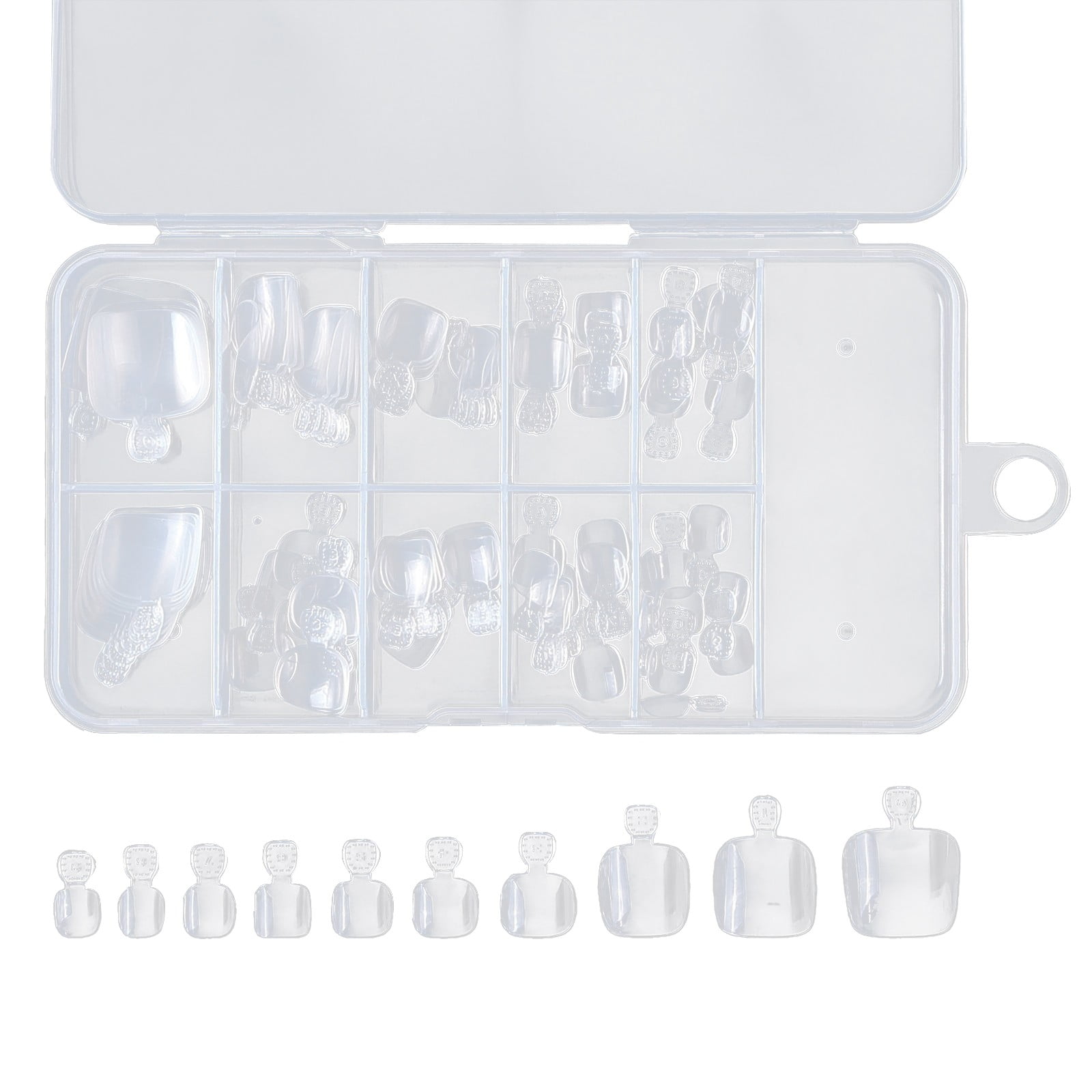 OOEOO 100 Pieces False Toe Nails In 10 Sizes Full Cover Artificial ...