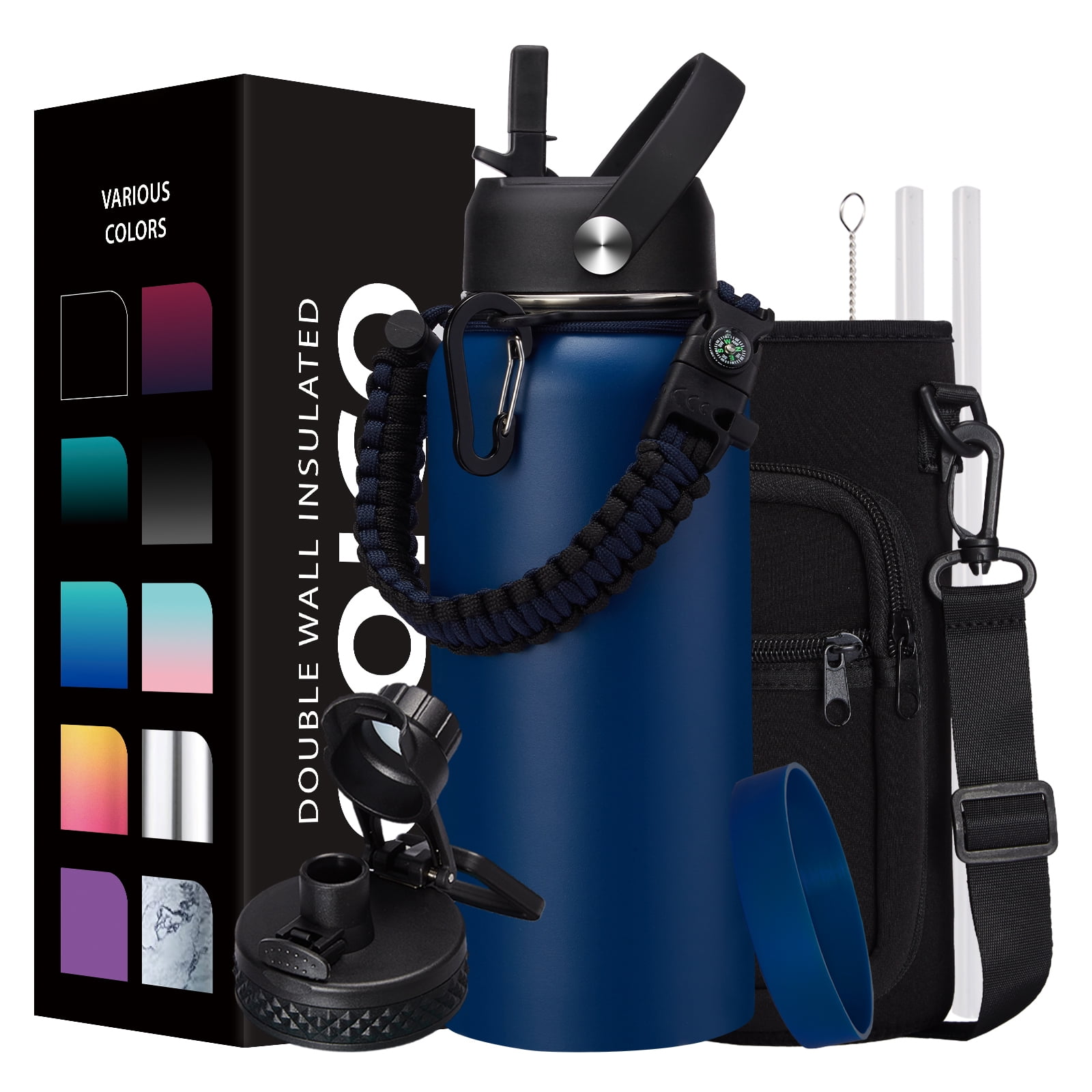 OOICO 32OZ Insulated Water Bottle With Auto Spout Lids, Straw Lids ...