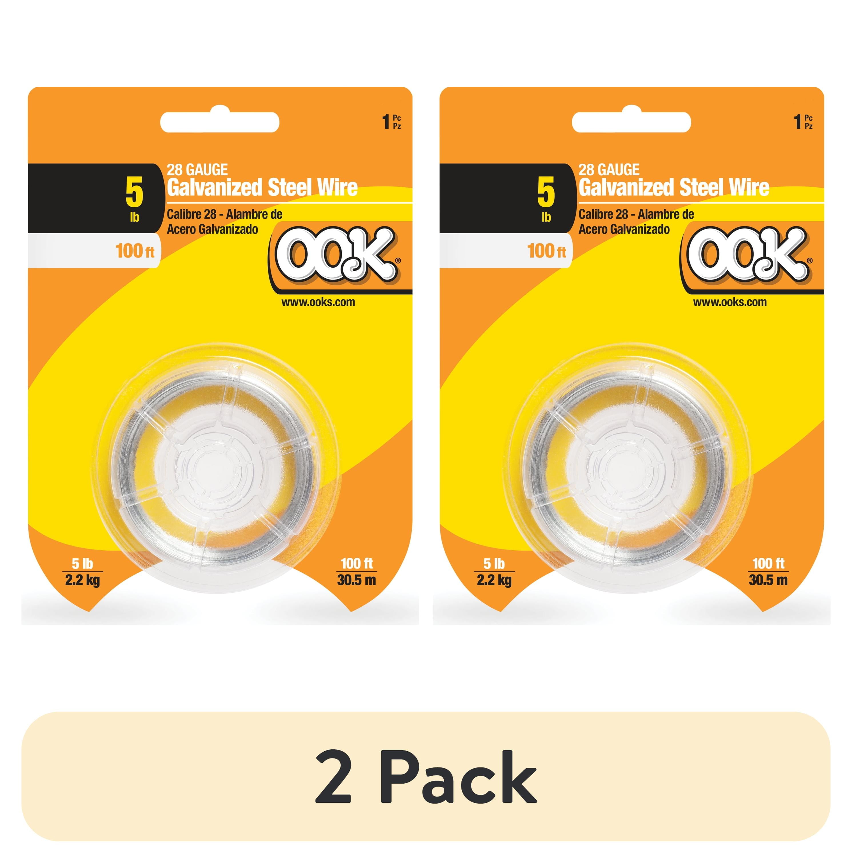 (2 pack) OOK 100' Galvanized Steel Hanging Wire, Silver, 28 Gauge Wire ...
