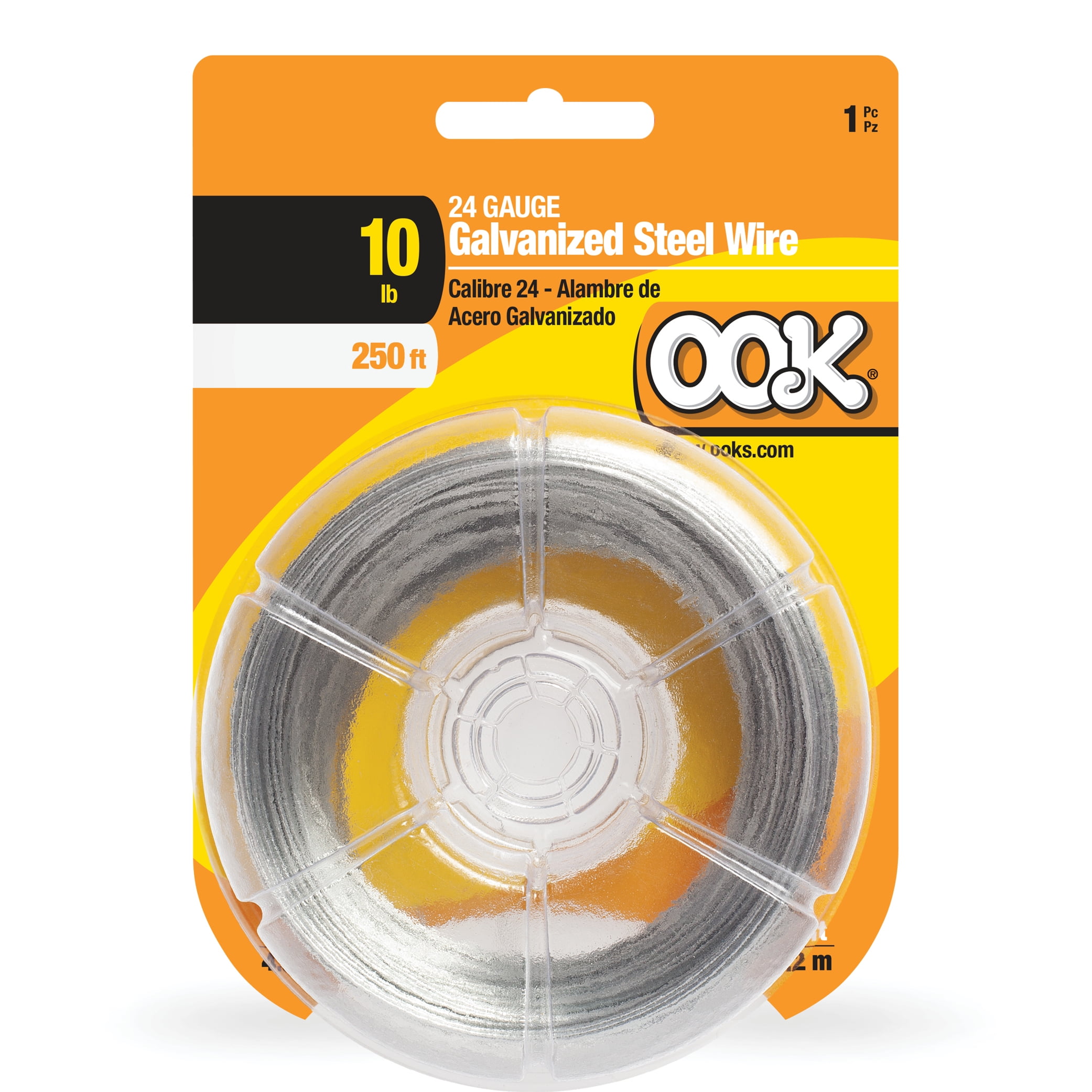OOK 250' Galvanized Steel Wire, 24 Gauge Wire, Silver, 10 Pounds ...