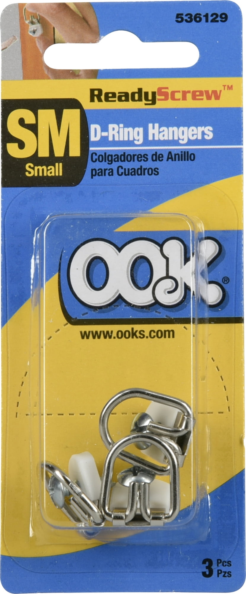 OOK 536129 ReadyNail Brass Small D-Ring Hangers and Screws, 3 Sets ...