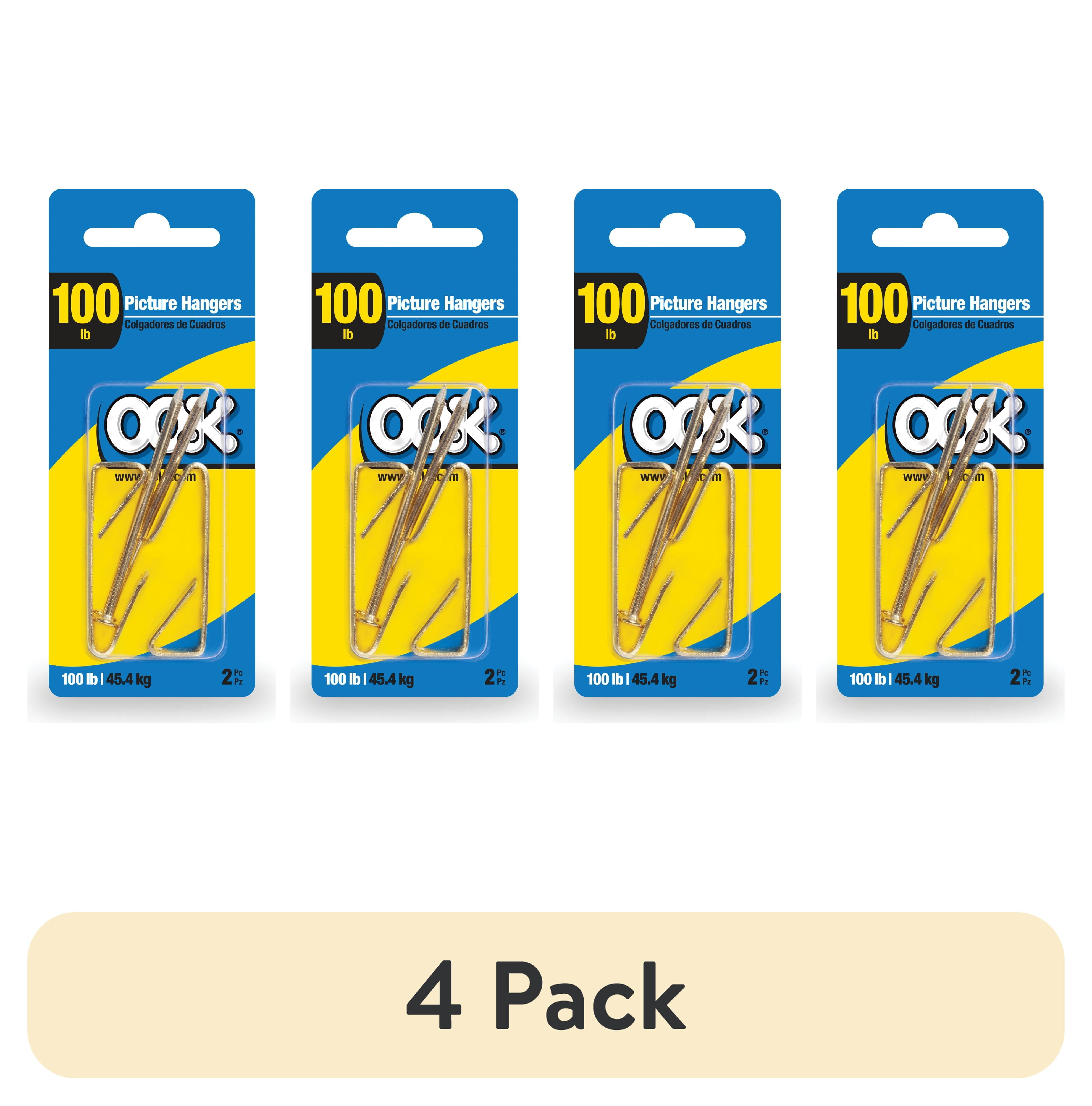 (4 pack) OOK Conventional Picture Hangers, Brass Finish, 100LB, Pack of ...