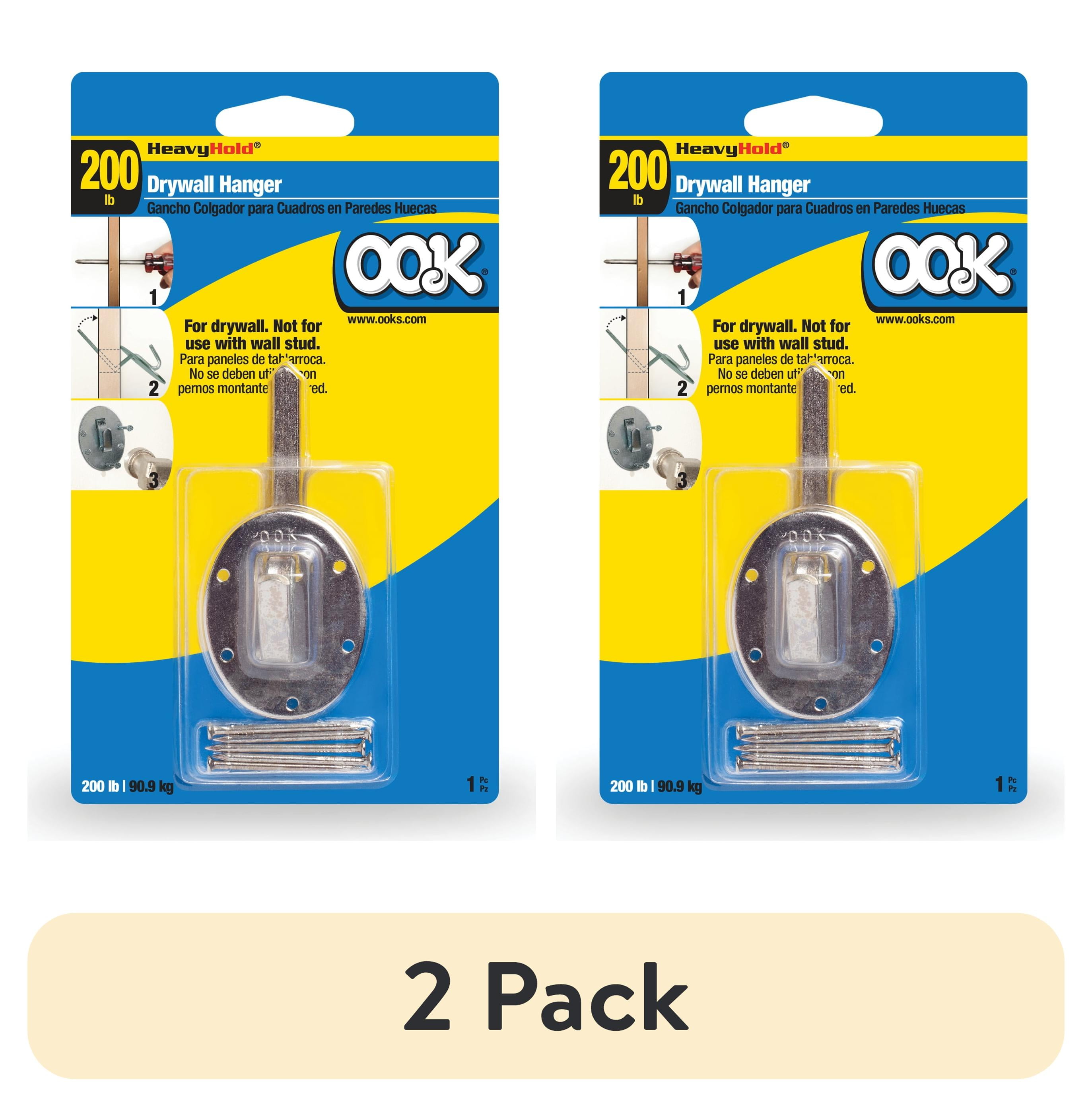 (2 pack) OOK Heavy Hold Drywall Hanger, Steel, Zinc, 200 lbs, 1 Set ...