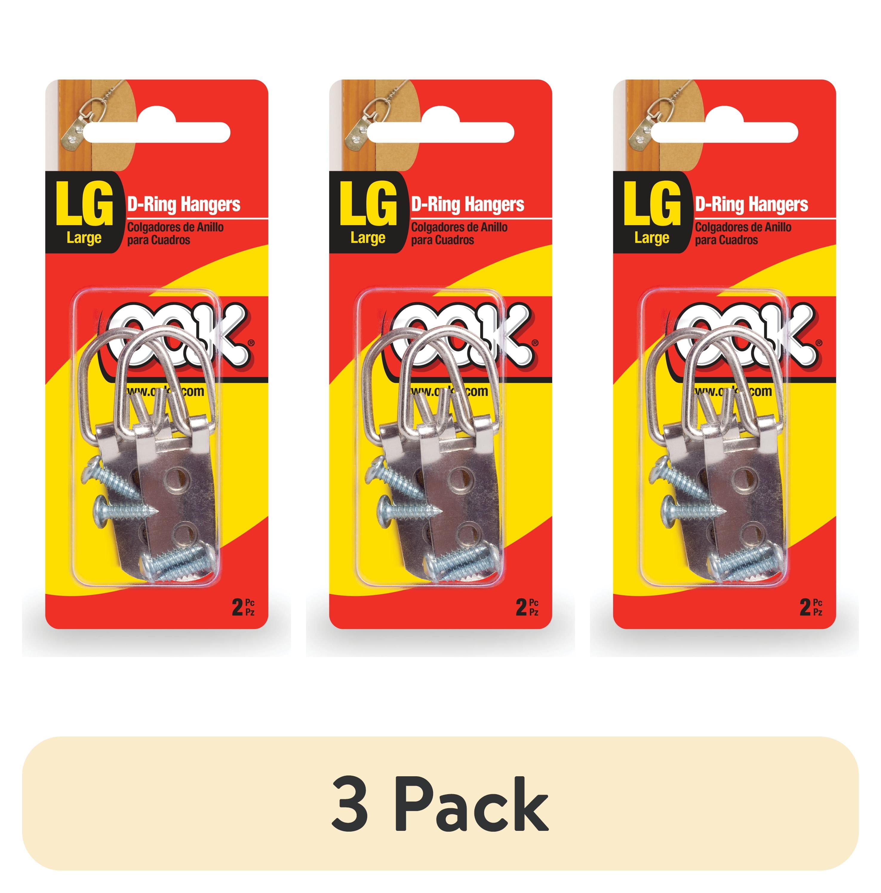 (3 pack) OOK Large D-Ring Hanger Zinc Finish, Steel, 6 Pack - Walmart.com