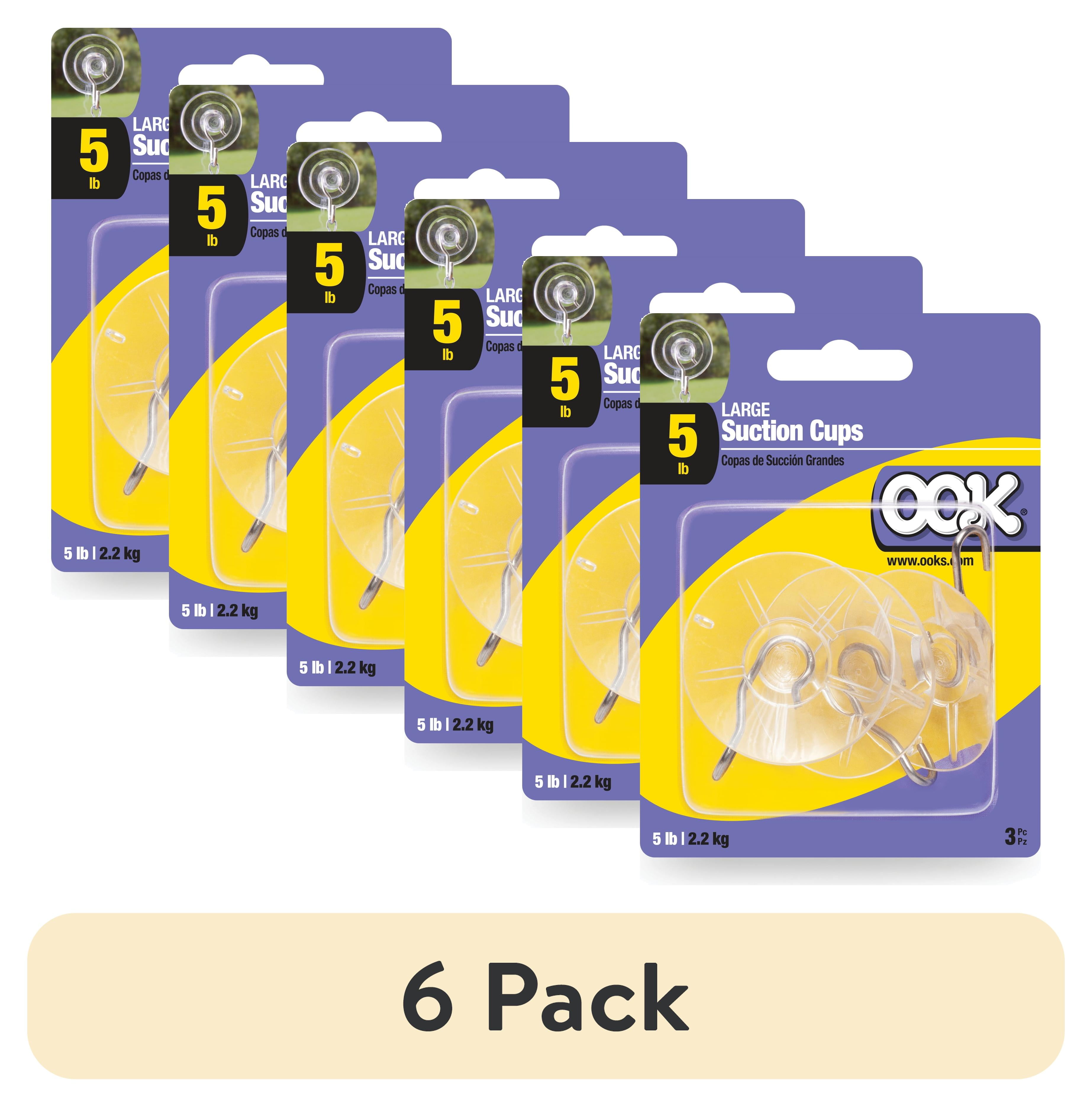 (6 pack) OOK Large Suction Cup Hook 3 Pack, Plastic, Clear - Walmart.com