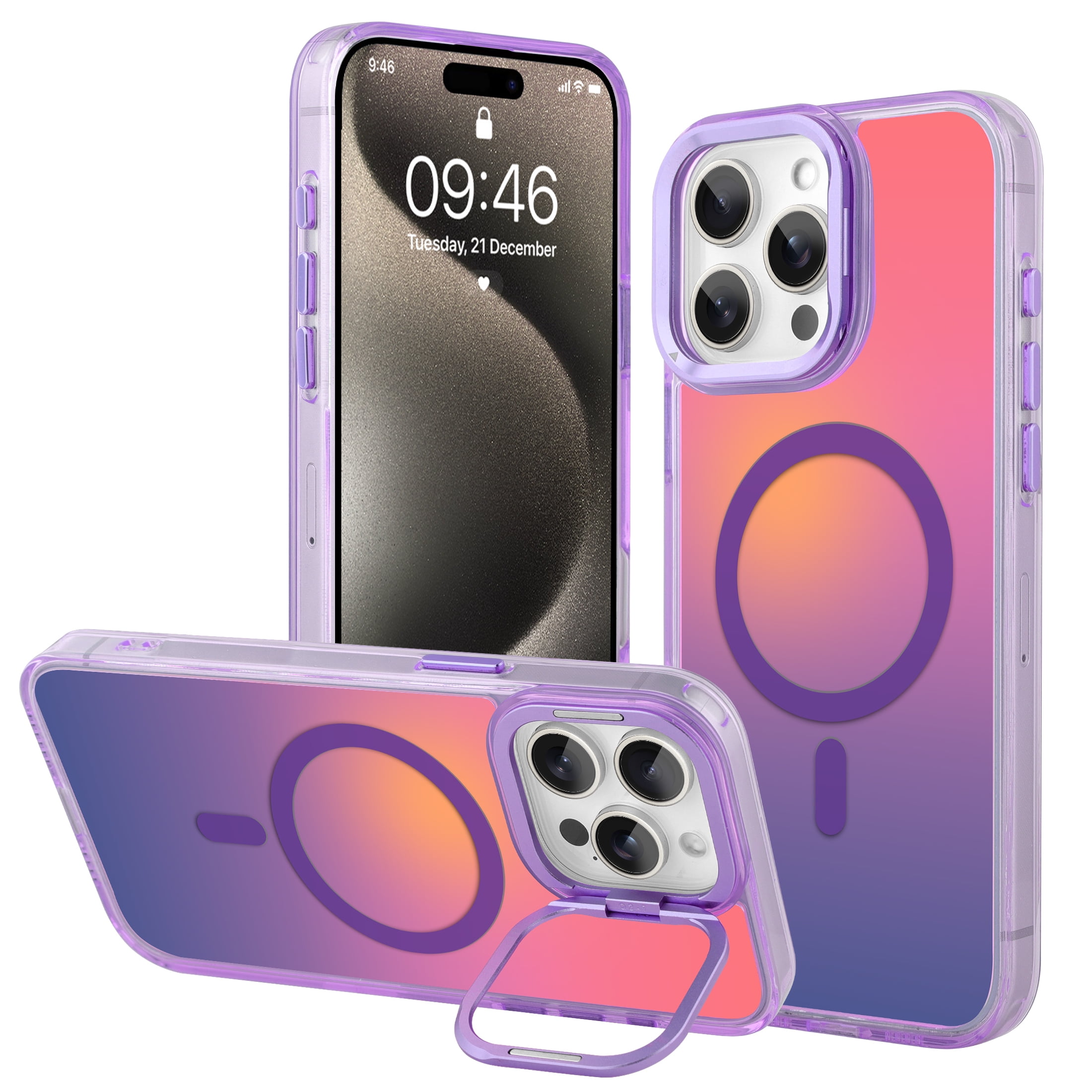 OOK Magnetic for iPhone 15 Pro Max Case with Camera Kickstand + Screen ...