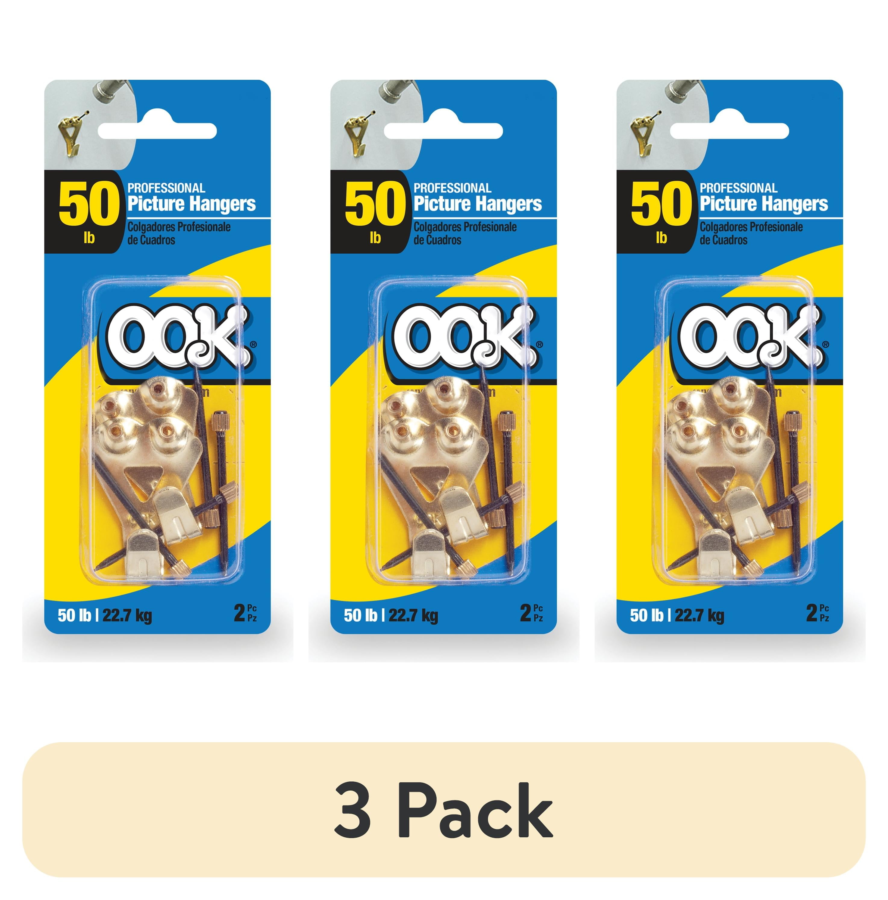 (3 pack) OOK Professional Picture Hangers, Picture Hooks, Steel, 50lbs ...