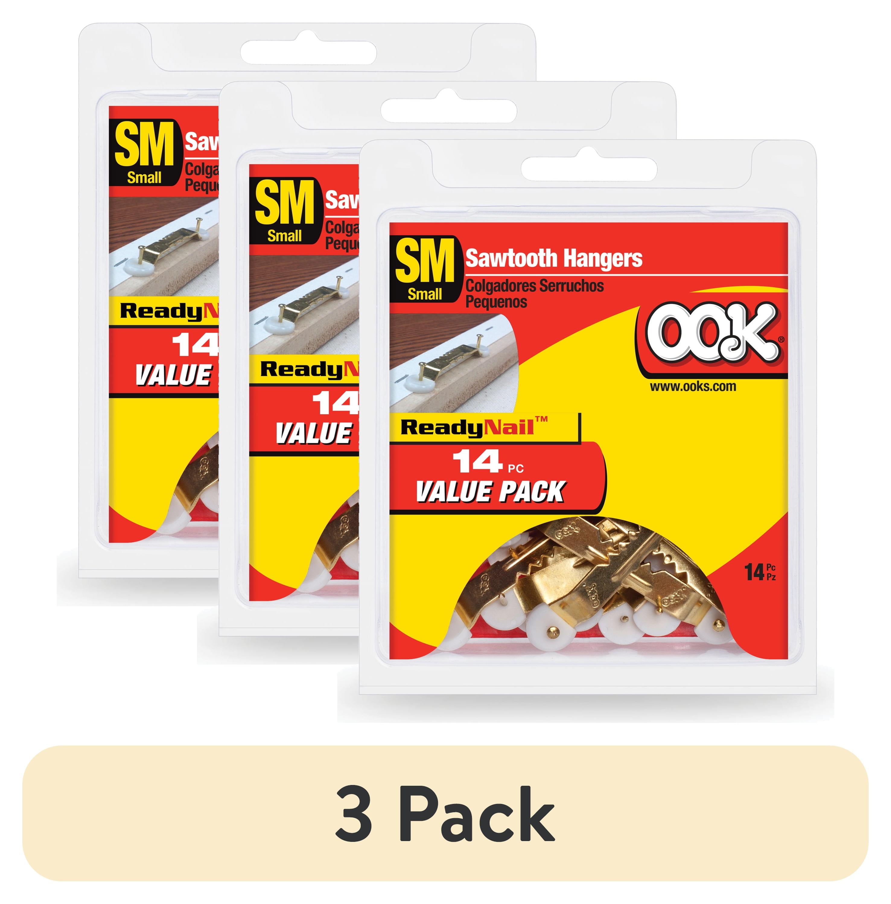(3 pack) OOK ReadyNail, Sawtooth Picture Hanger, Mirror Hanger, Steel ...
