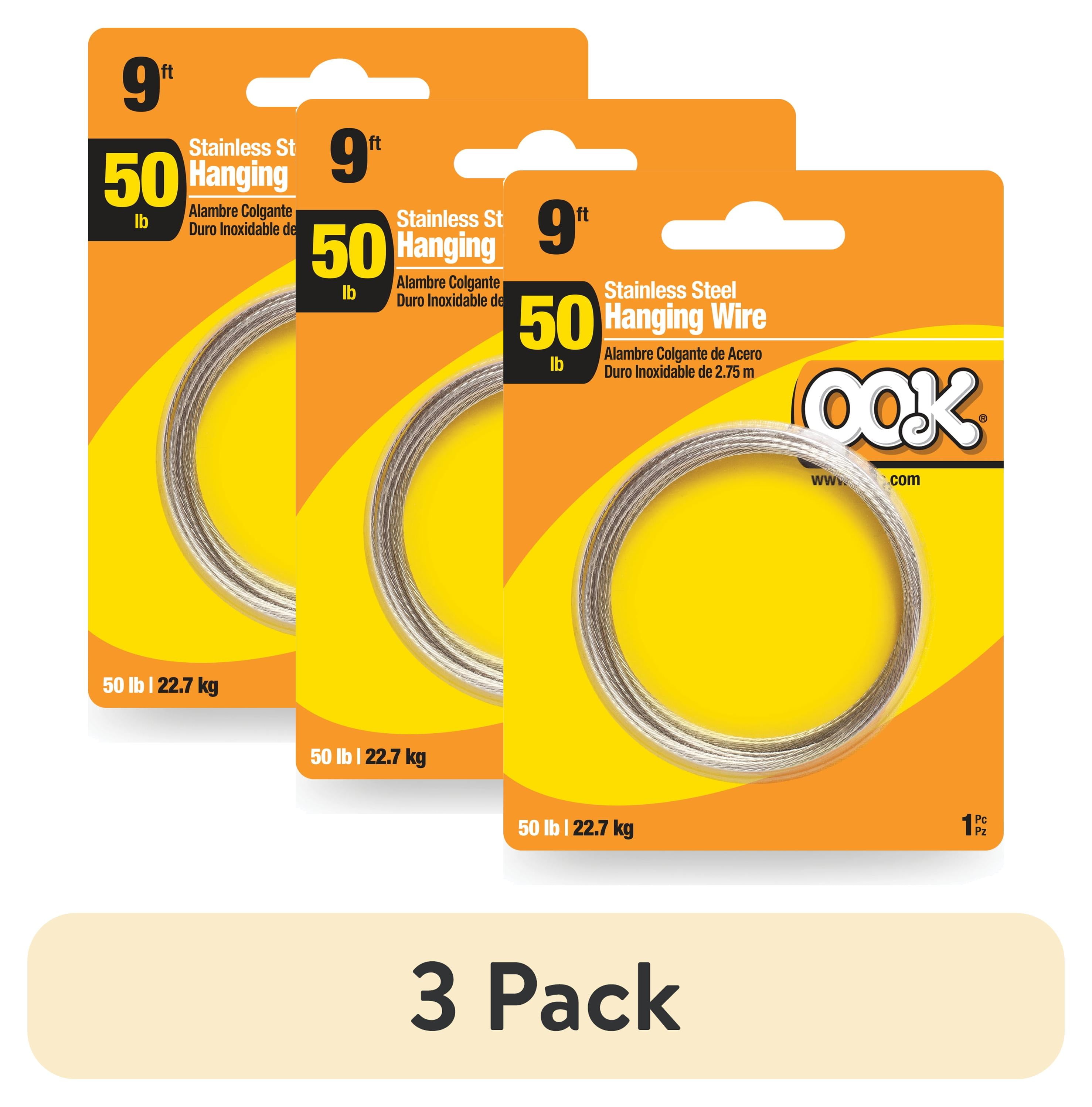 (3 pack) OOK Stainless Steel Hanging Wire (9') 50lb - Walmart.com