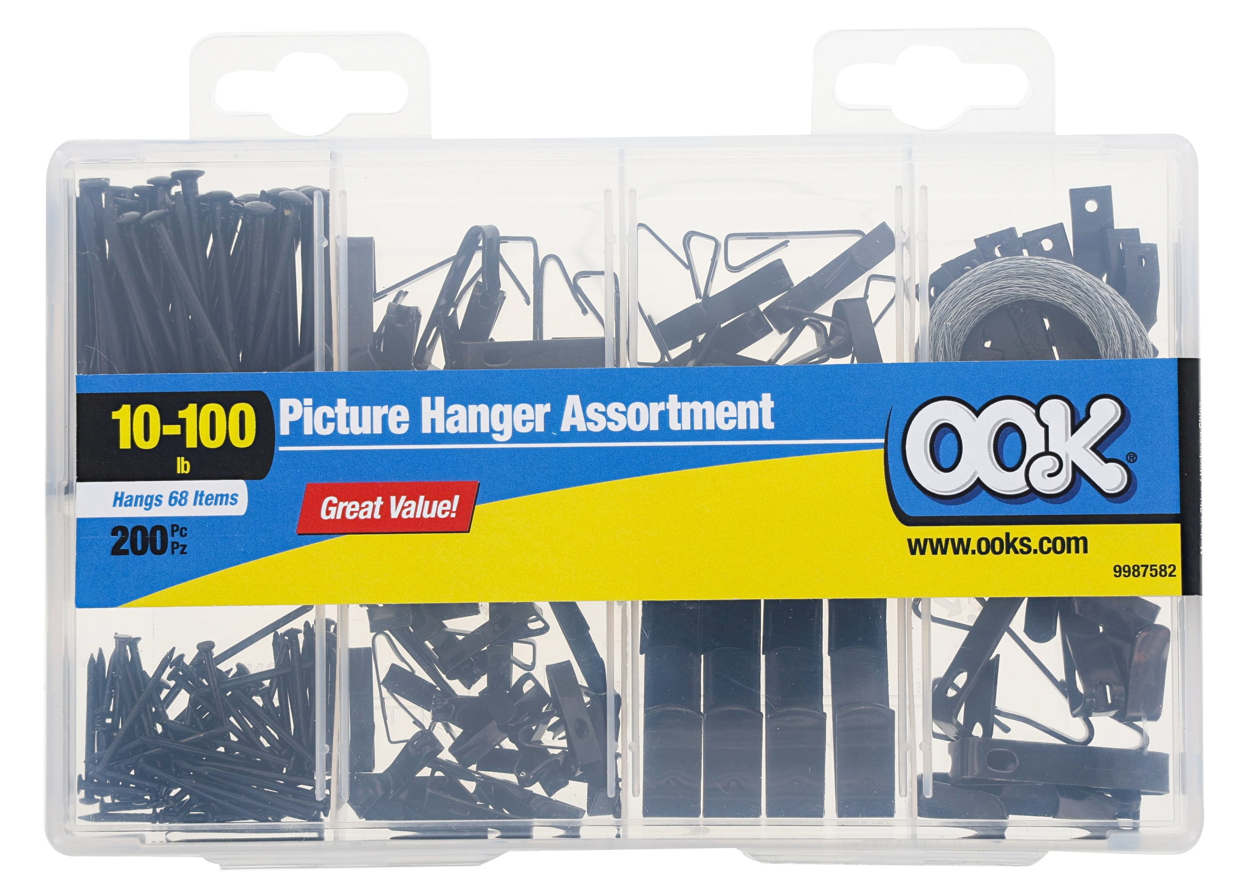 OOK Steel Conventional Picture Hanging Kit, Matte Black, 100lb, 200 ...