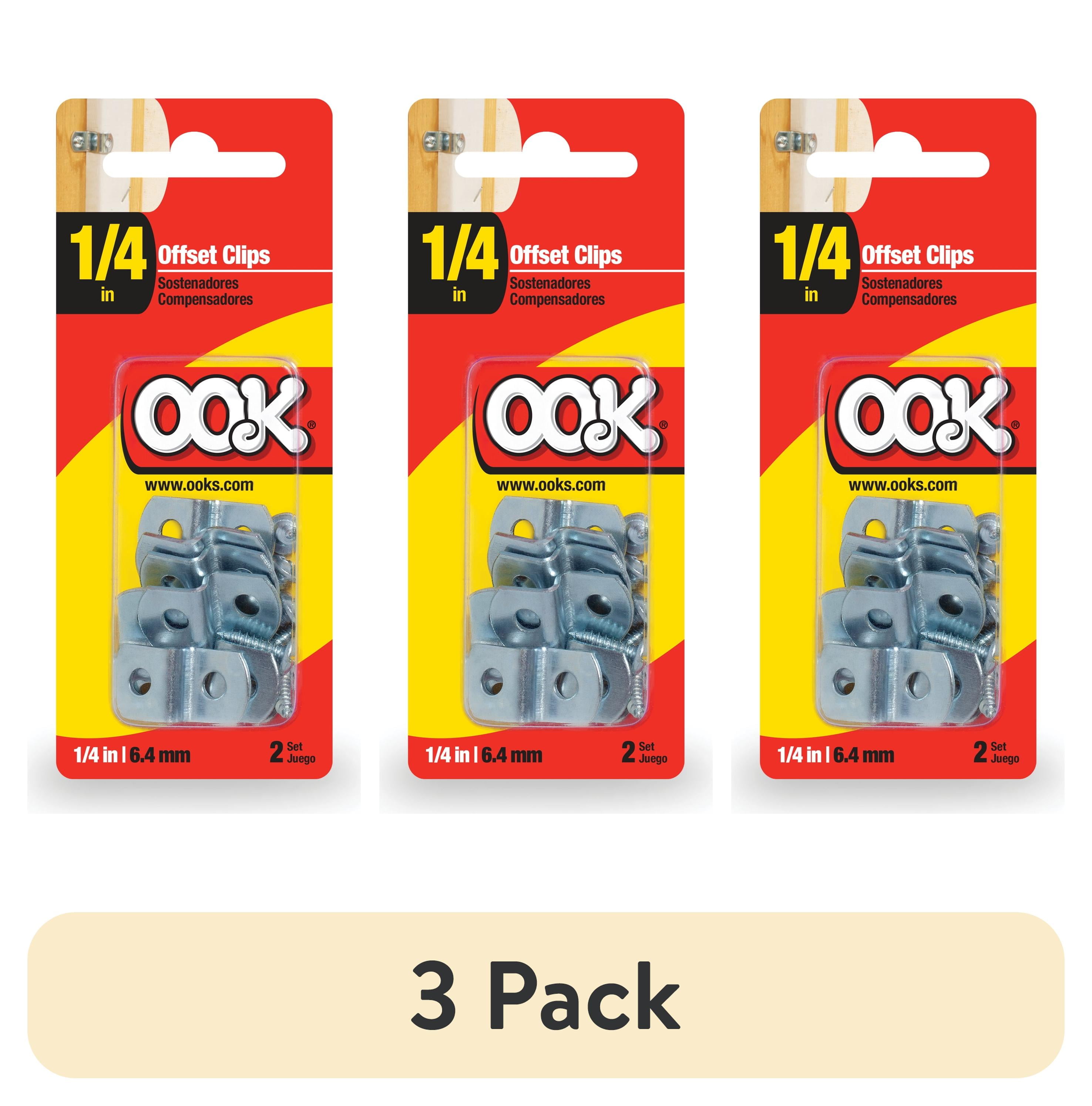 (3 pack) OOK Steel Household Mirror Clip Offset (1/4"), 9985605, 2 Sets ...