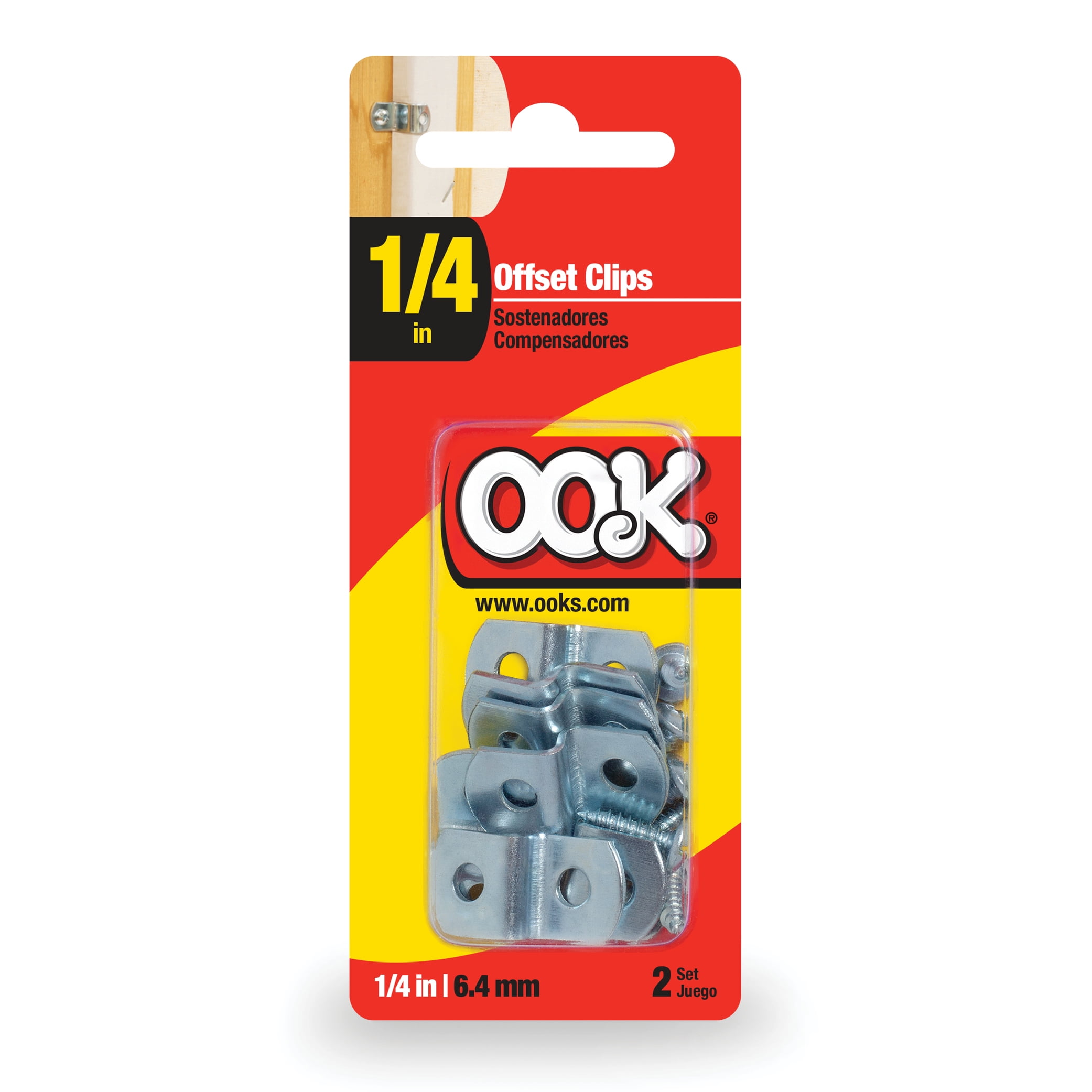 OOK Steel Household Mirror Clip Offset (1/4"), 9985605, 2 Sets ...