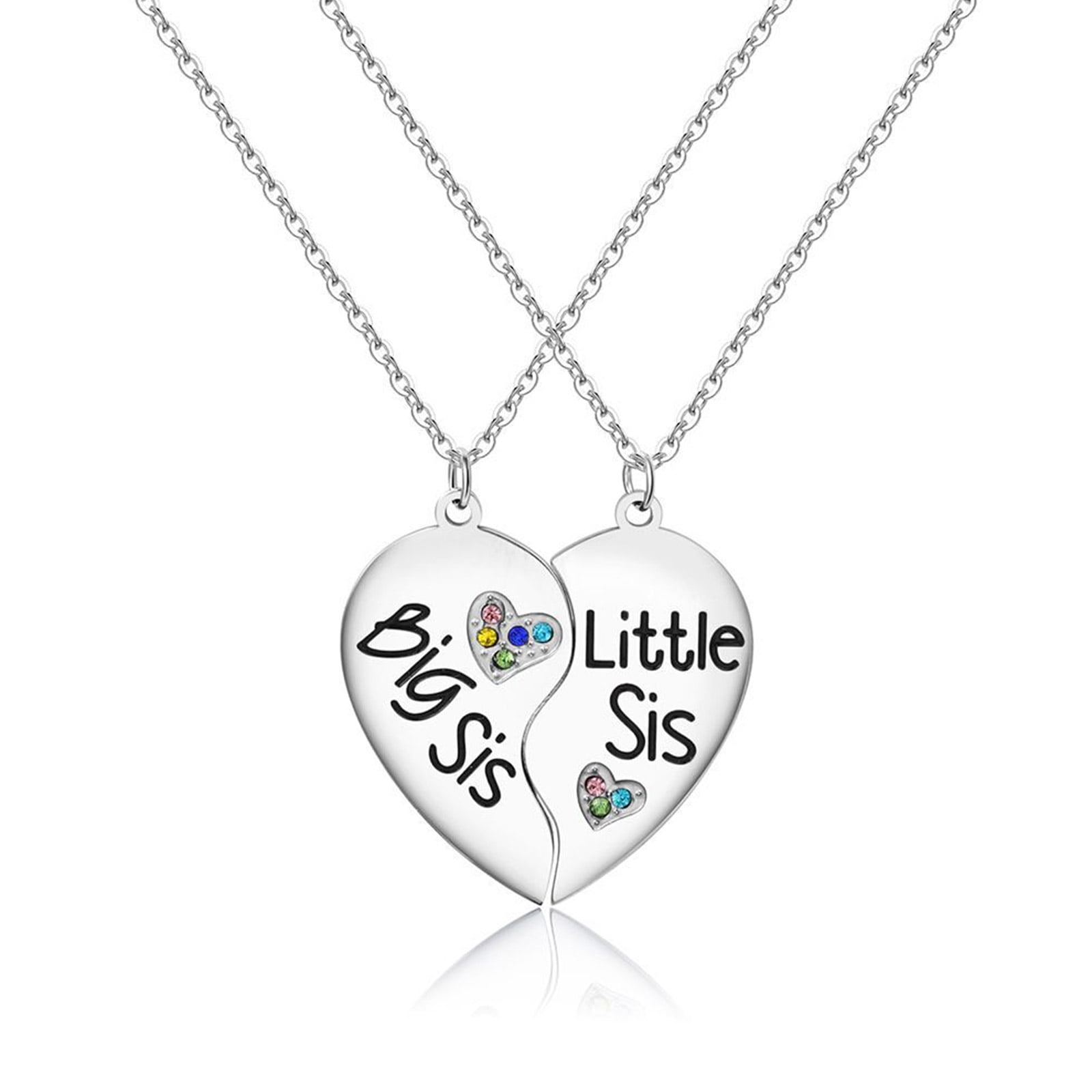 OOKWE Big & Little Sister Jewelry Set, 2-Pc Stainless Steel Half Heart ...