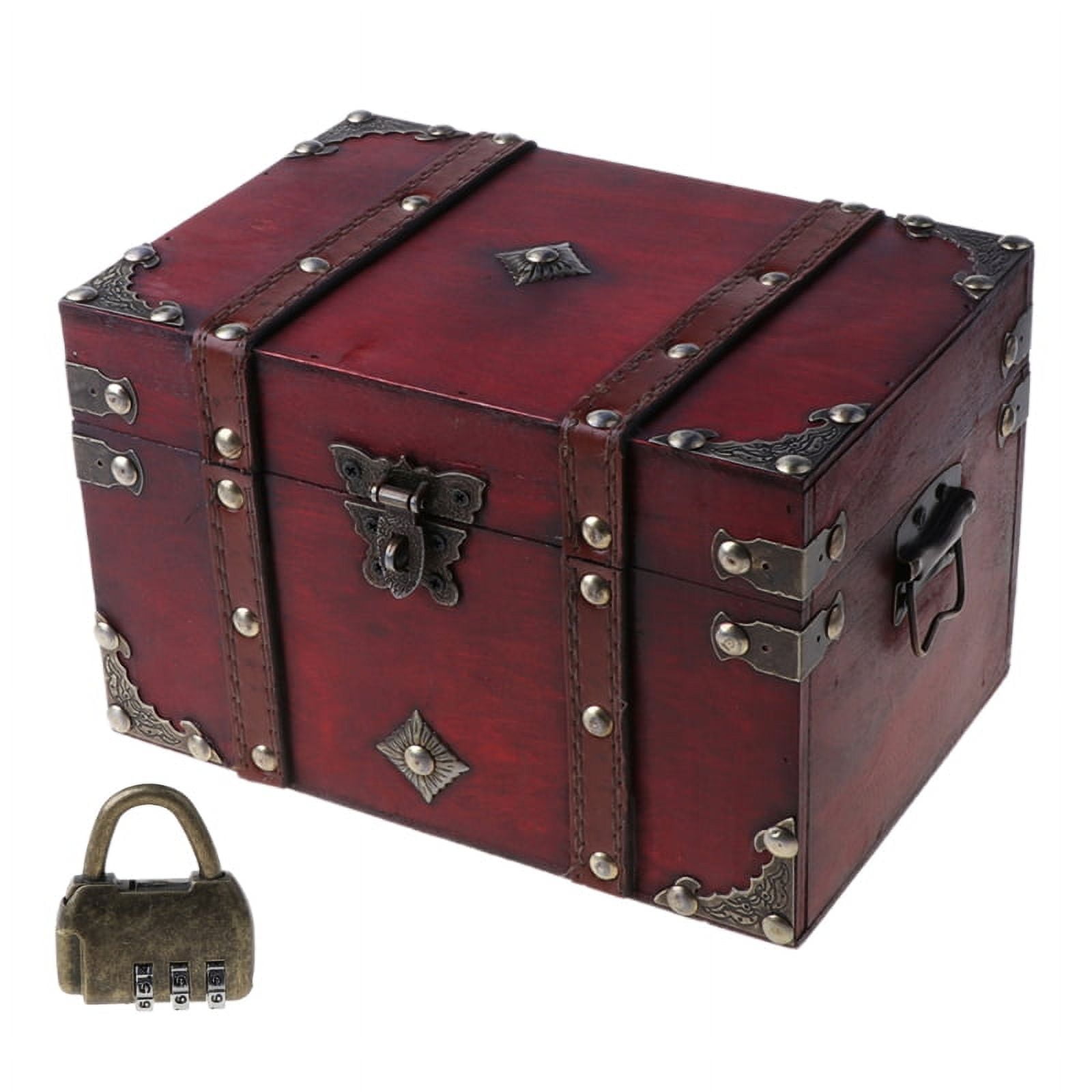 OOKWE Kids Toys Pirate Treasure Chest Assorted Plain Wood Wooden Box ...