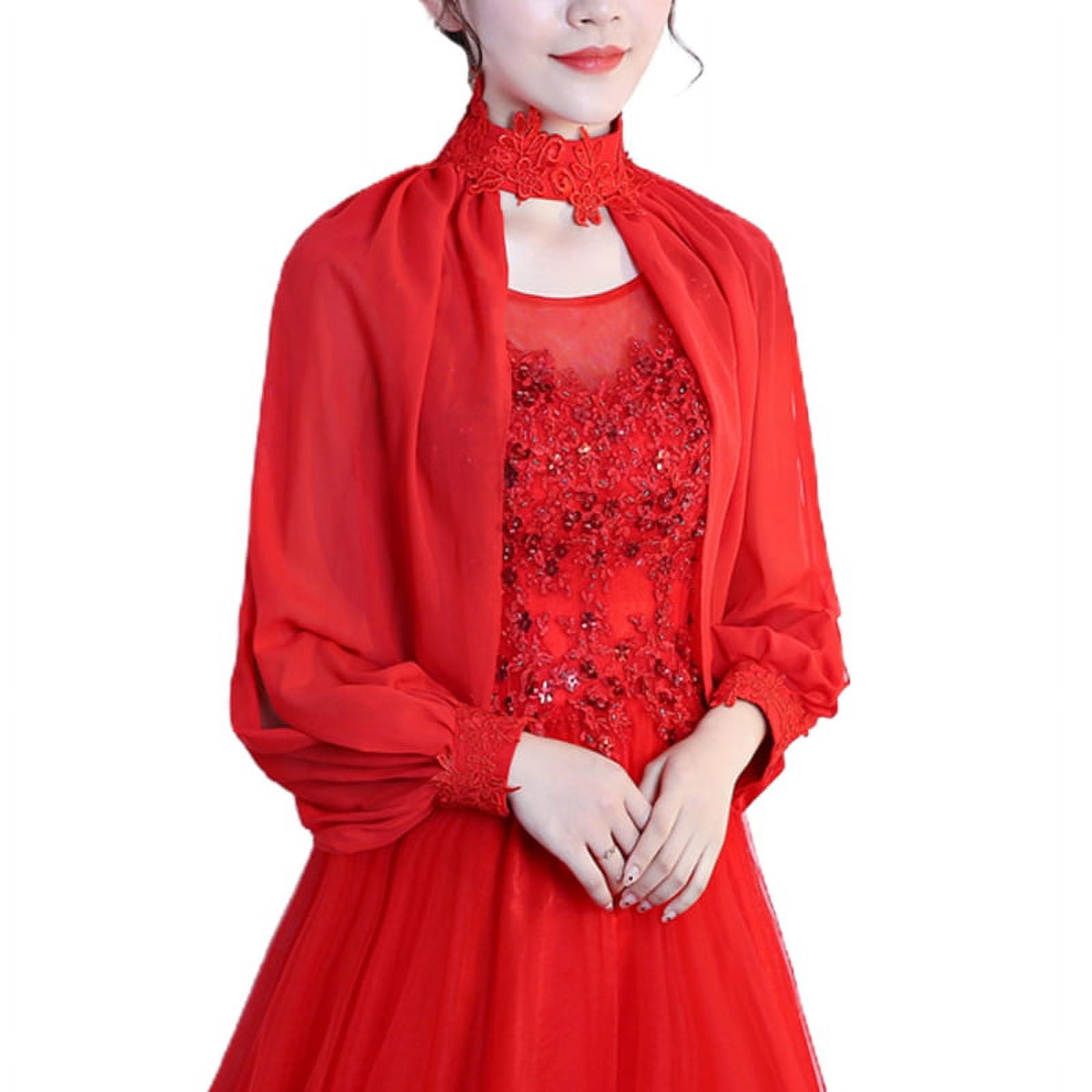 OOKWE Women Elegant Side Split Long Sleeve Wedding Shawl Cape Halter ...