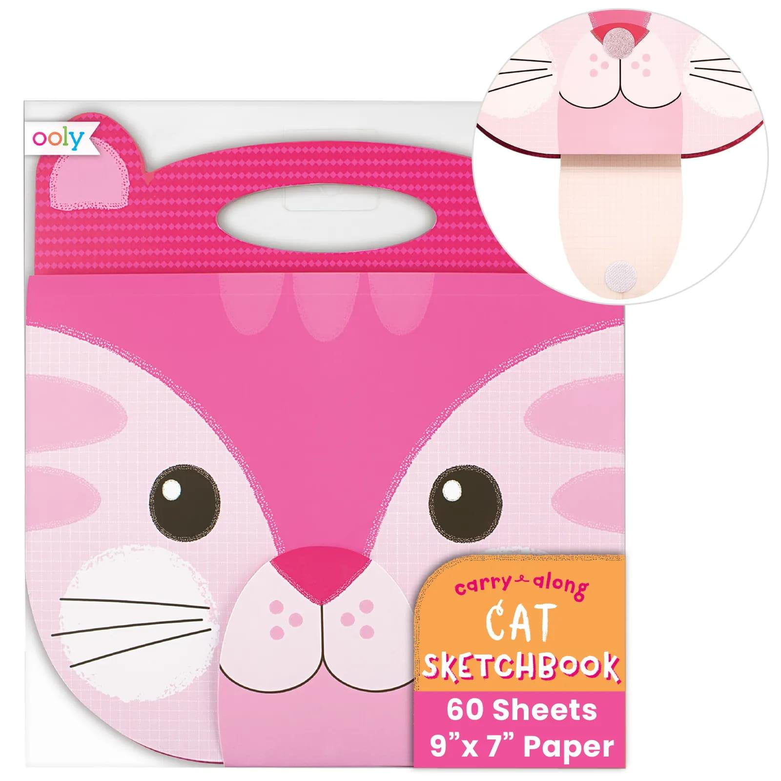 OOLY Carry Along Sketchbook, 60 Pages, 9 x 7 inches - Cat Design ...