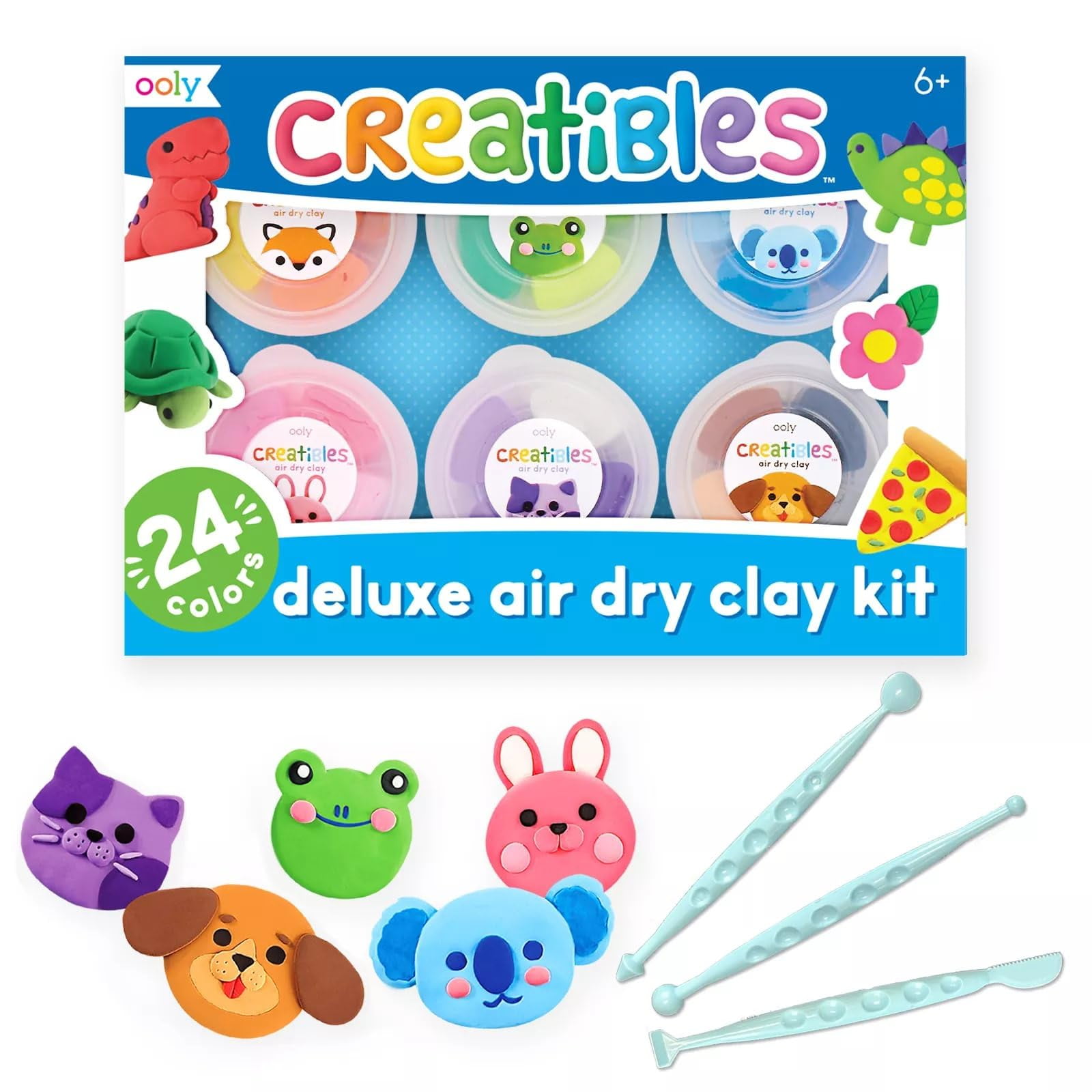 OOLY Creatibles Air Dry Clay Kit and Tools, 24 Color Modeling Clay for ...