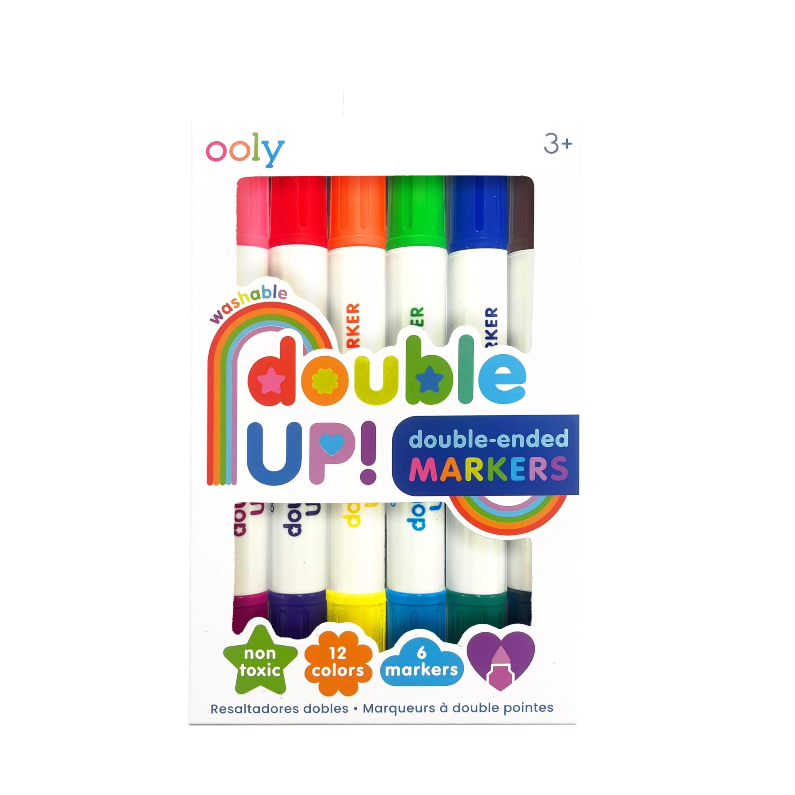 OOLY Double Up Markers, 6 Bright Double Ended Markers with 12 Colors ...