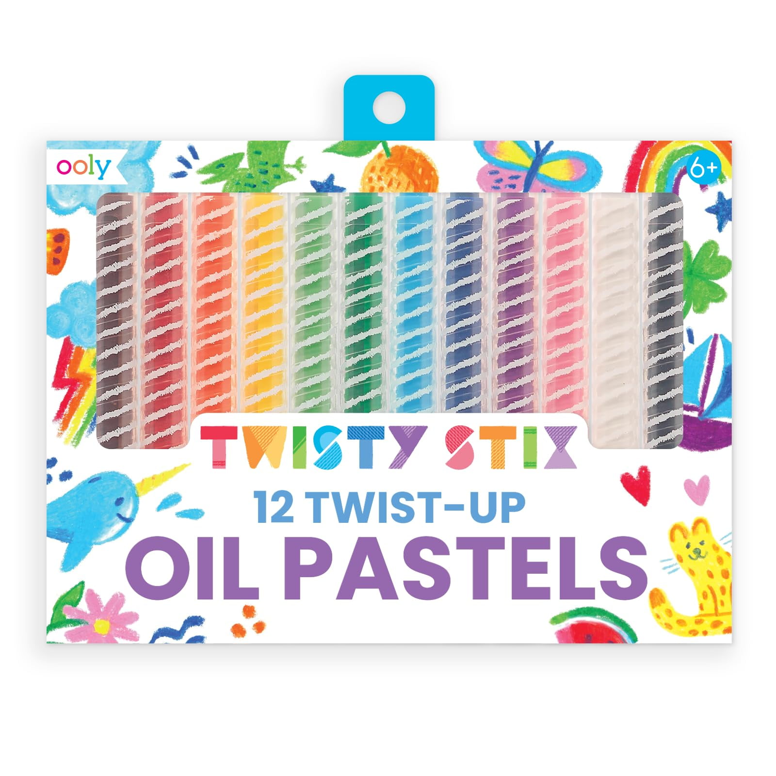 OOLY Twisty Stix Twistable Crayons, 12 No Mess Oil Pastel Crayons for ...