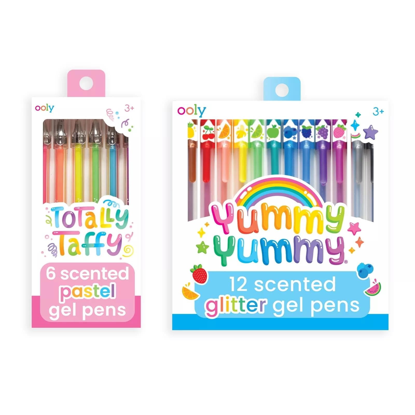 OOLY Yummy Yummy 12 Scented Glitter Gel Pens + Totally Taffy 6 Pastel ...