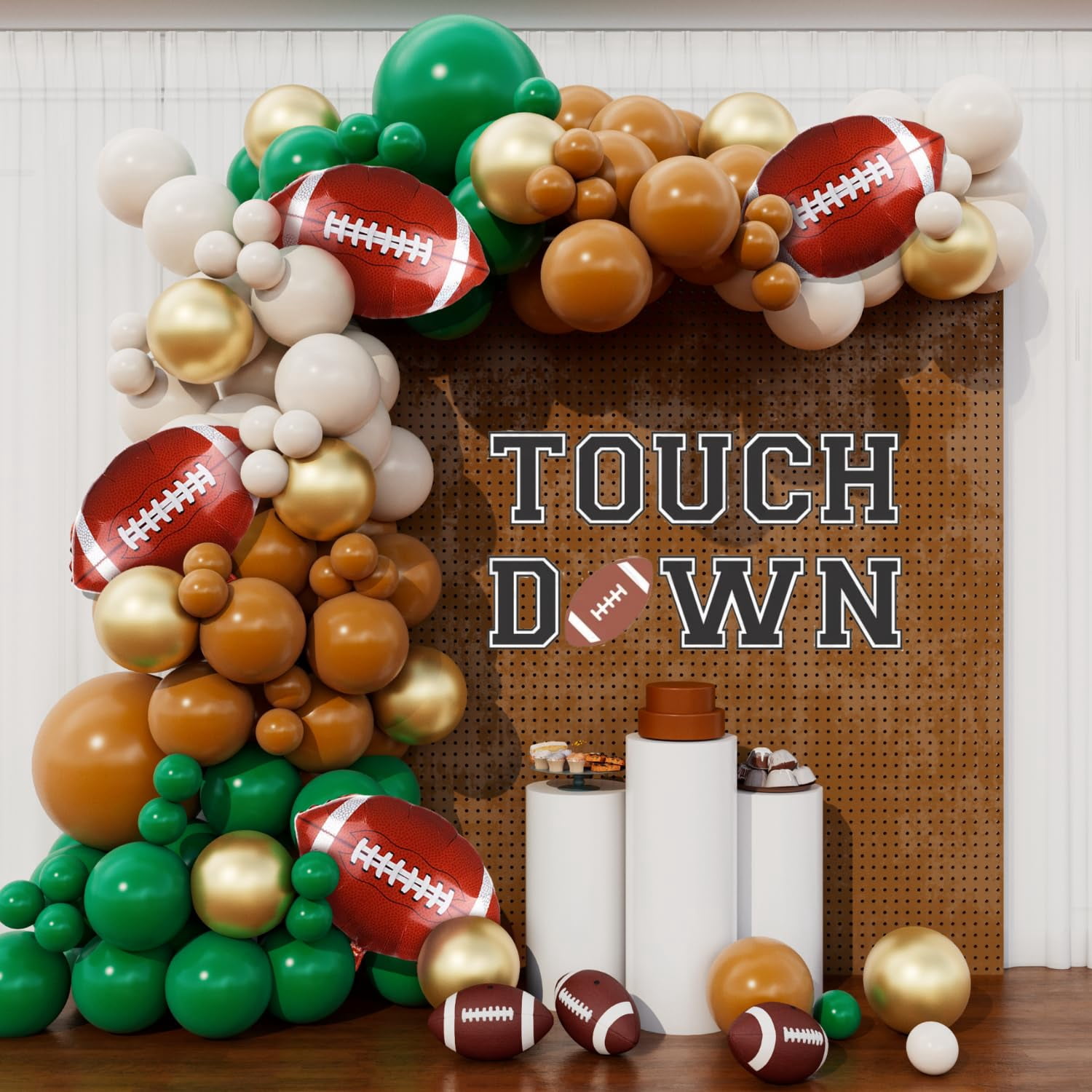 OOPAT Football Balloon Garland Kit 151pcs Balloons for American Football Boys Sports Rugby Baby ...