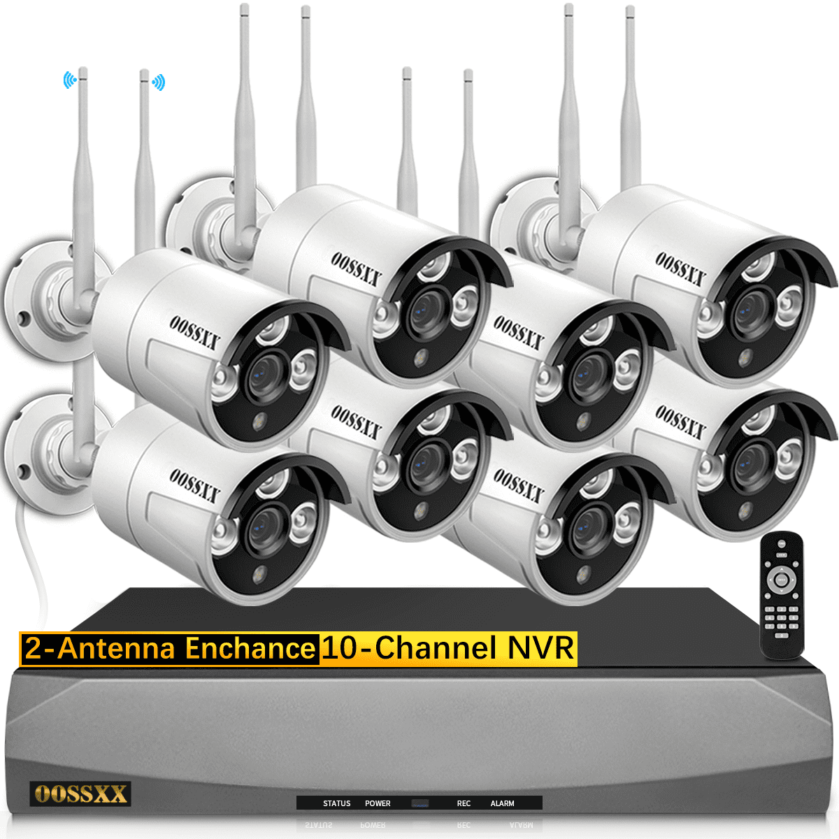 OOSSXX 3.0MP Wireless Security Camera System, 8-Channel Cameras with Dual Antennas for Home ...
