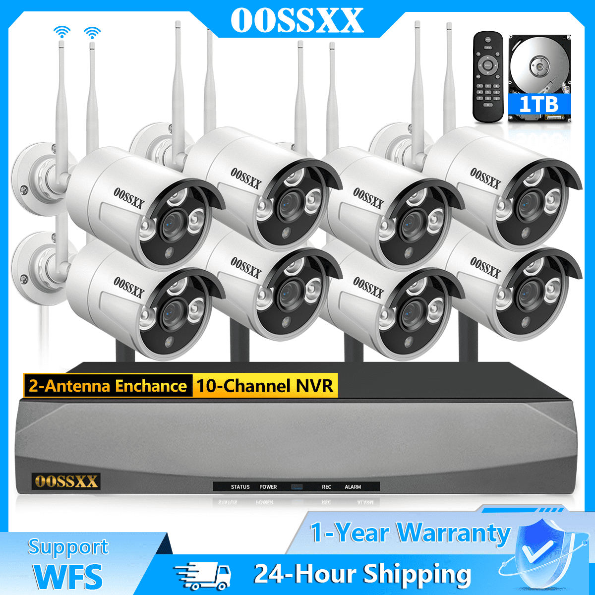 OOSSXX 3.0MP Wireless Surveillance Camera System, 8-Channel Vision ...