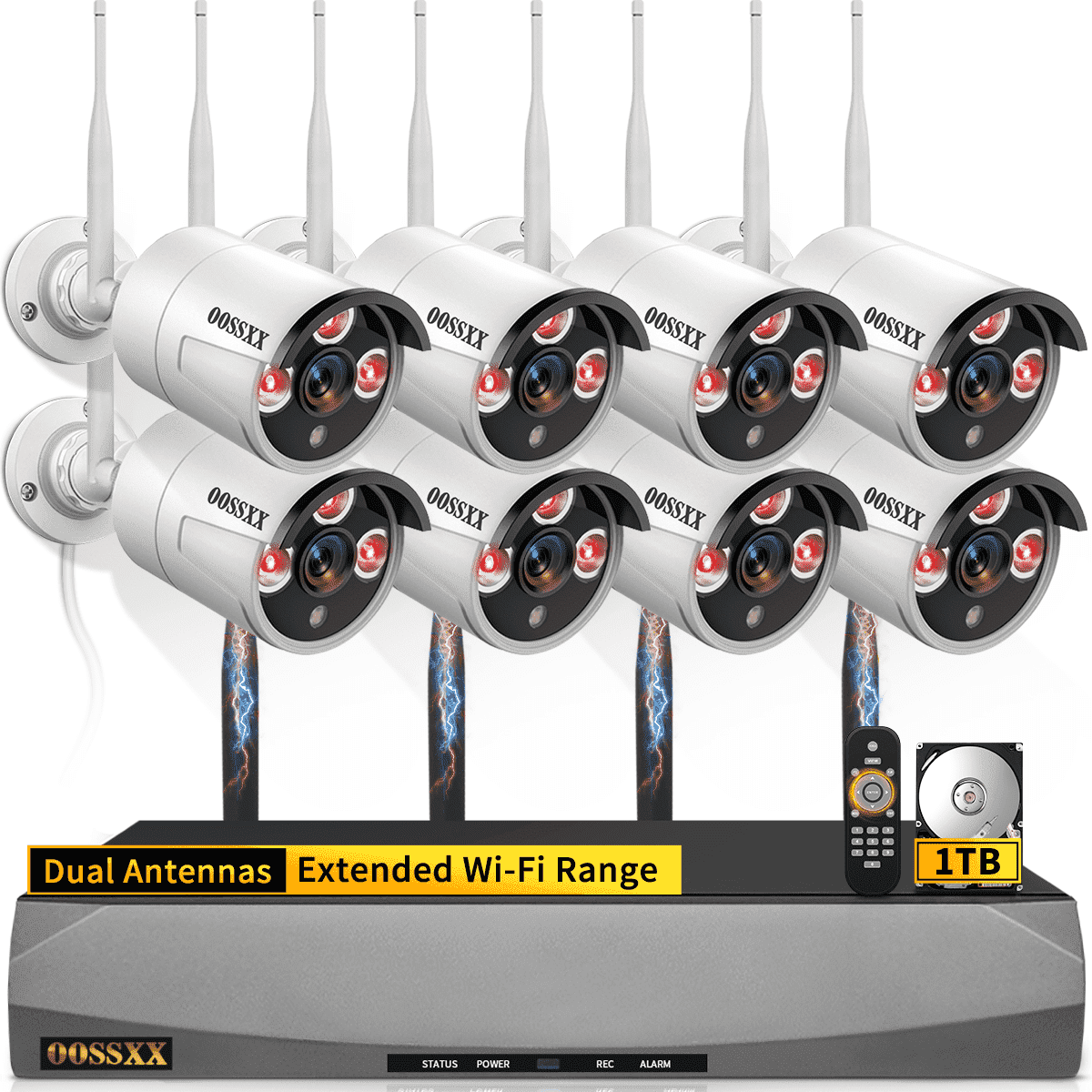 OOSSXX 3.0MP Wireless Surveillance Camera System, 8-Channel Vision ...