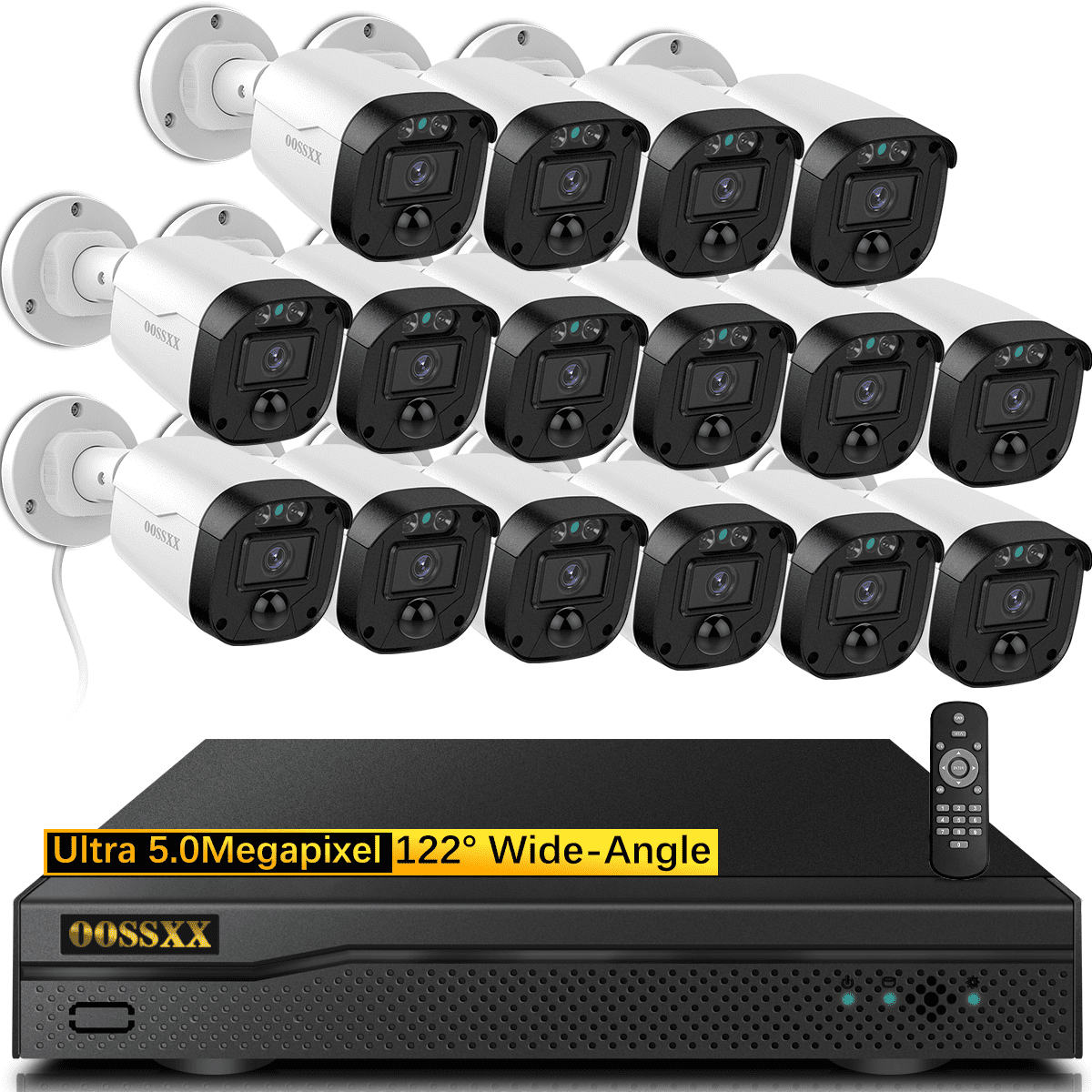 OOSSXX 5MP CCTV Camera Outdoor Wired,16 Outdoor video cameras with 80Ft ...