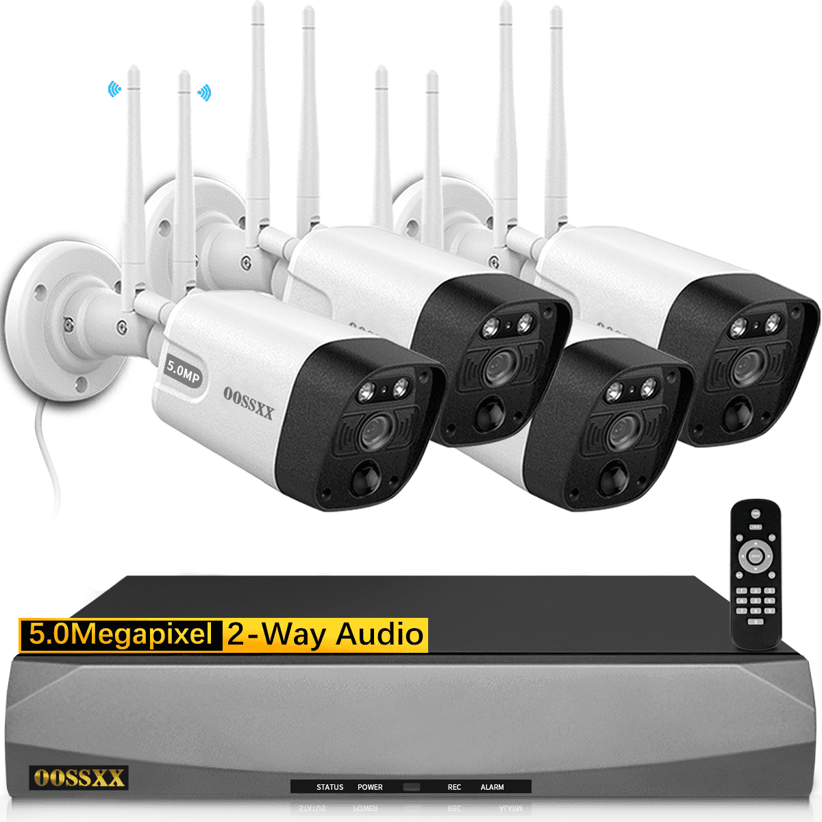 OOSSXX 5MP Home Security Wireless Outdoor Camera System with 2-Way Audio & Dual Antennas 4 ...