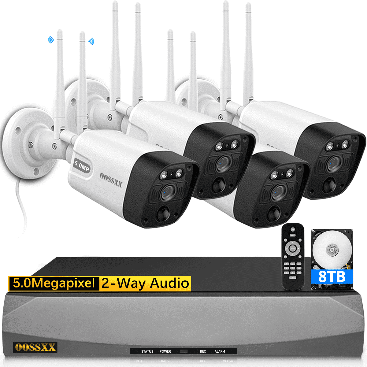 OOSSXX 5MP Home Security Wireless Outdoor Camera System with 2-Way ...