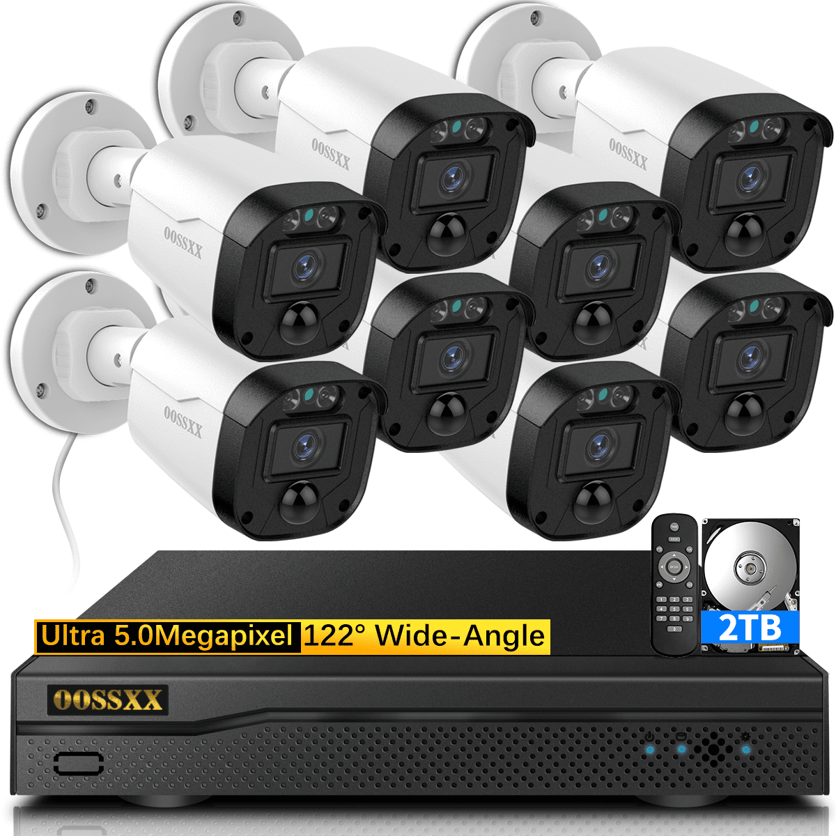 OOSSXX 5MP Wired Outdoor Security Camera with 80FT Night Vision ...