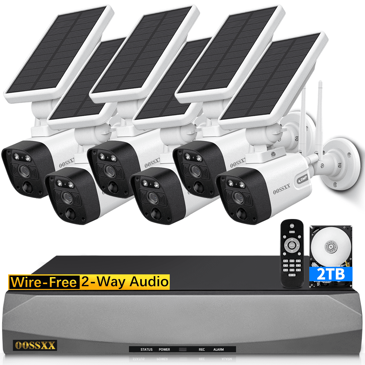 OOSSXX 6-Channel Solar Outdoor Wireless Security Cameras, Surveillance ...