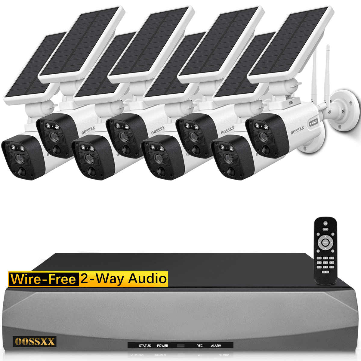 OOSSXX 8-Channel Solar Outdoor Wireless Security Cameras, Surveillance ...