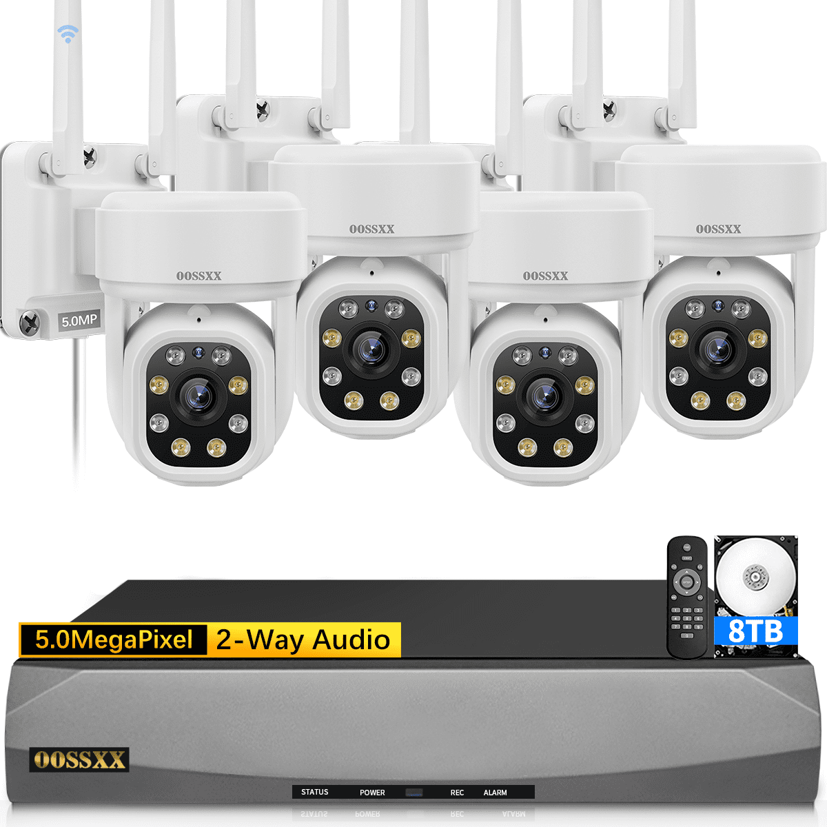 OOSSXX 5MP PTZ Outdoor Wireless Security Camera System, 10-Channel ...