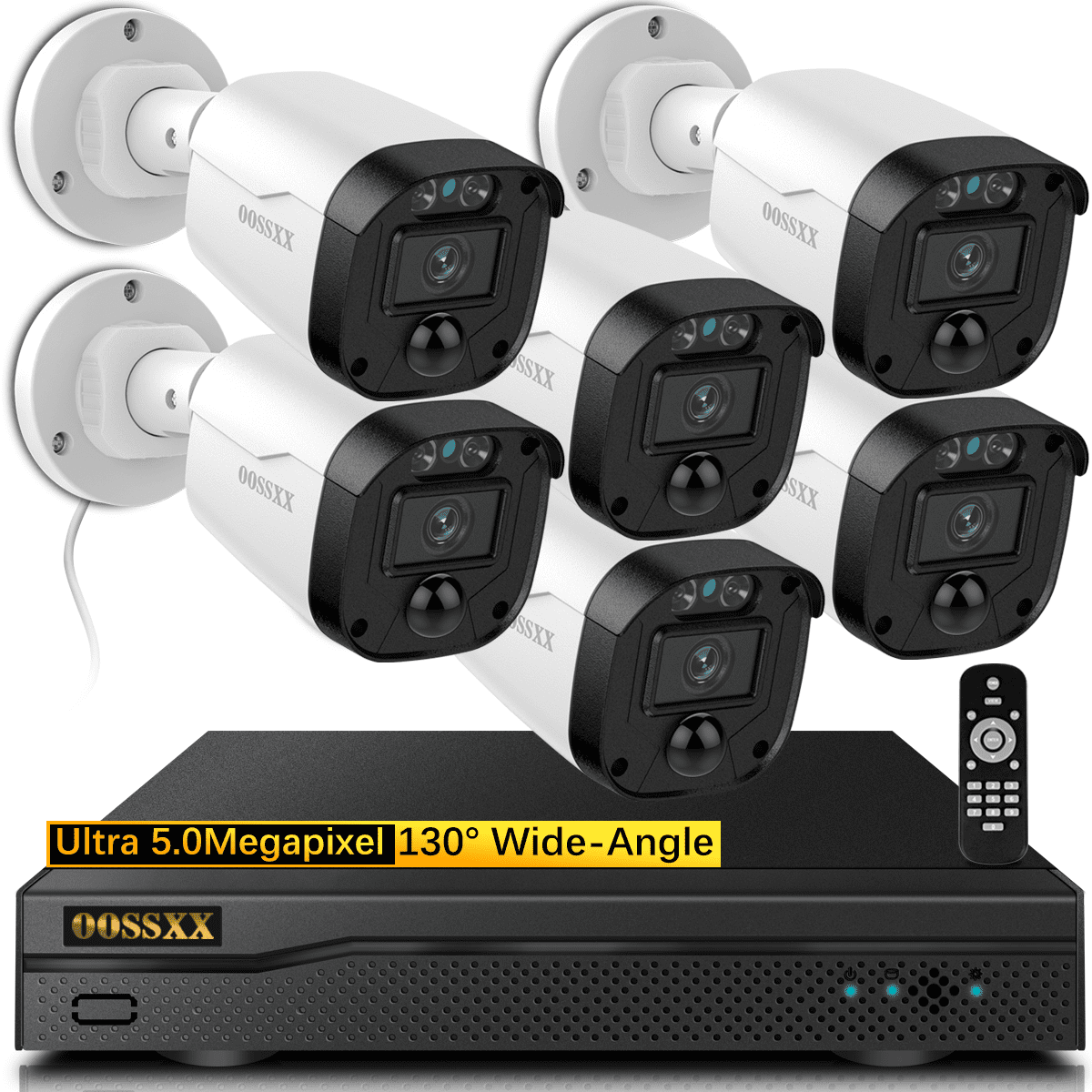 OOSSXX Outdoor Video Surveillance System, 5MP Analog Wired Cameras with ...