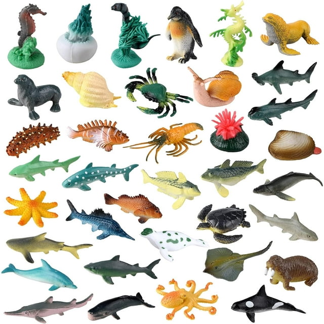 OOTSR 36 Pack Mini Sea Animals Toys, Assorted Marine Creatures ...