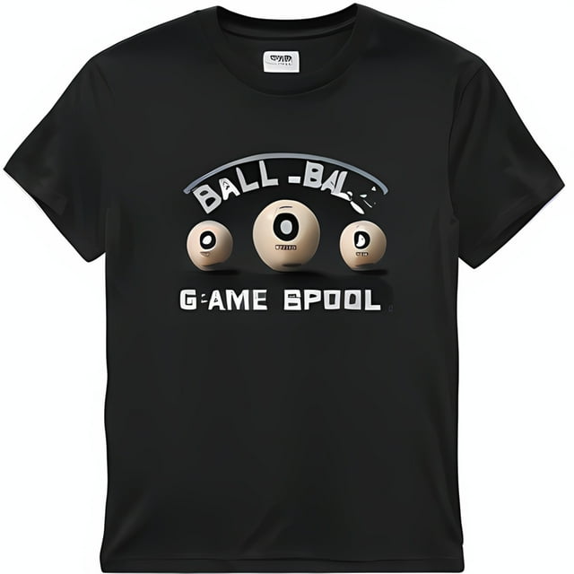 OOgovpool Billiards T-Shirt with Game Balls Style Design 2D Vector Illustration Black Background ...