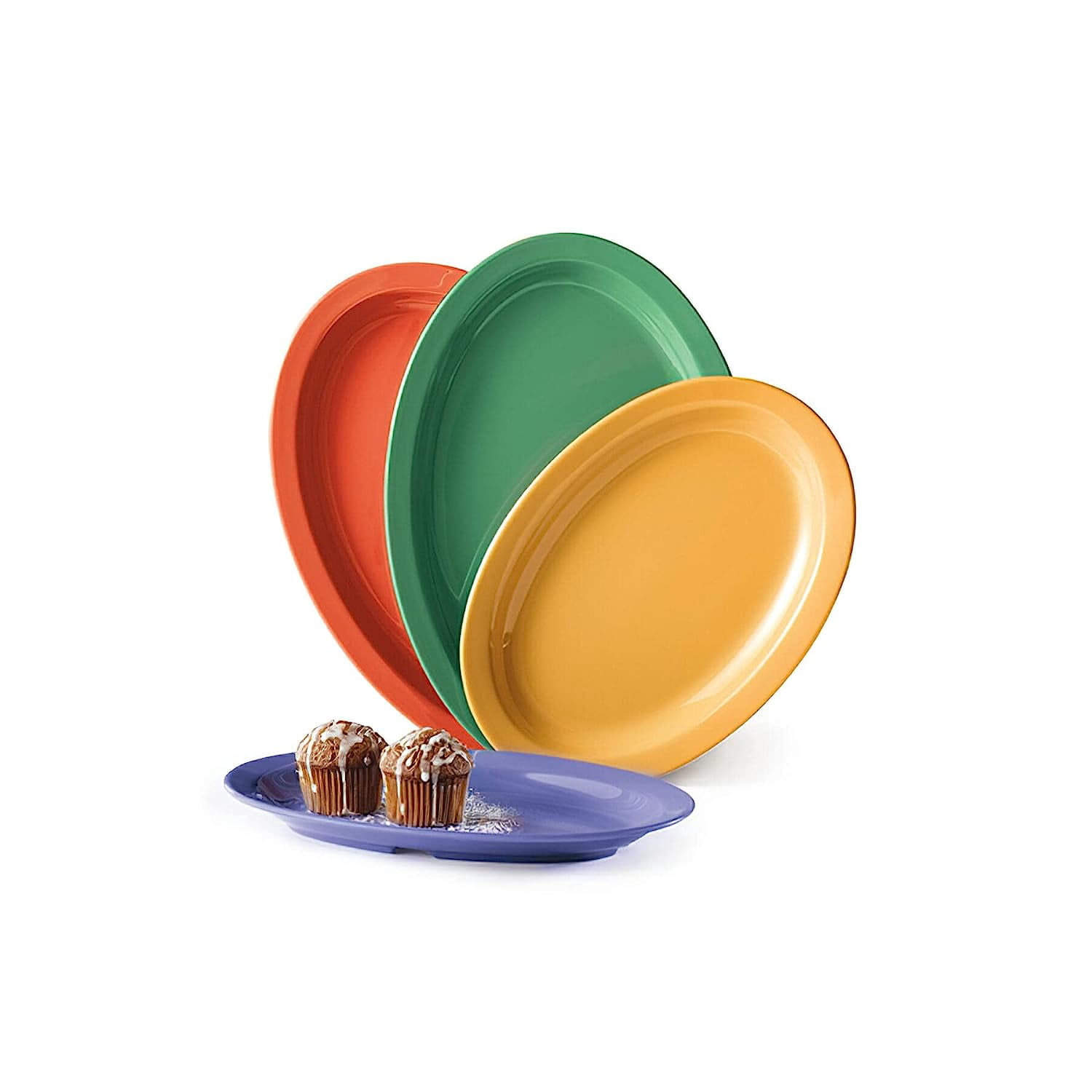 OP-610-MIX Melamine Oval Serving Platter, 10" x 6.75", Mix (Set of 12 ...