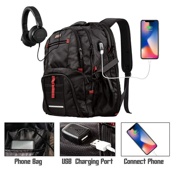 OPACK Extra Large Travel Backpack with USB Charging Port, Durable and ...