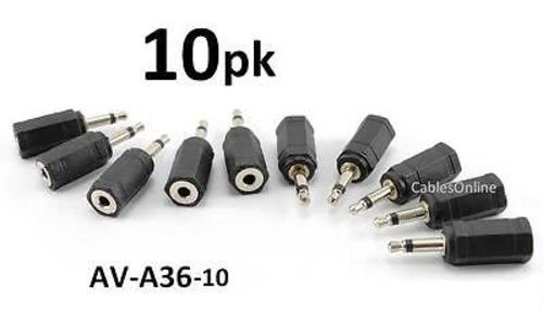 OPAL- 10-Pack 3.5Mm Stereo Female To 3.5Mm Mono Plug Audio Converter ...