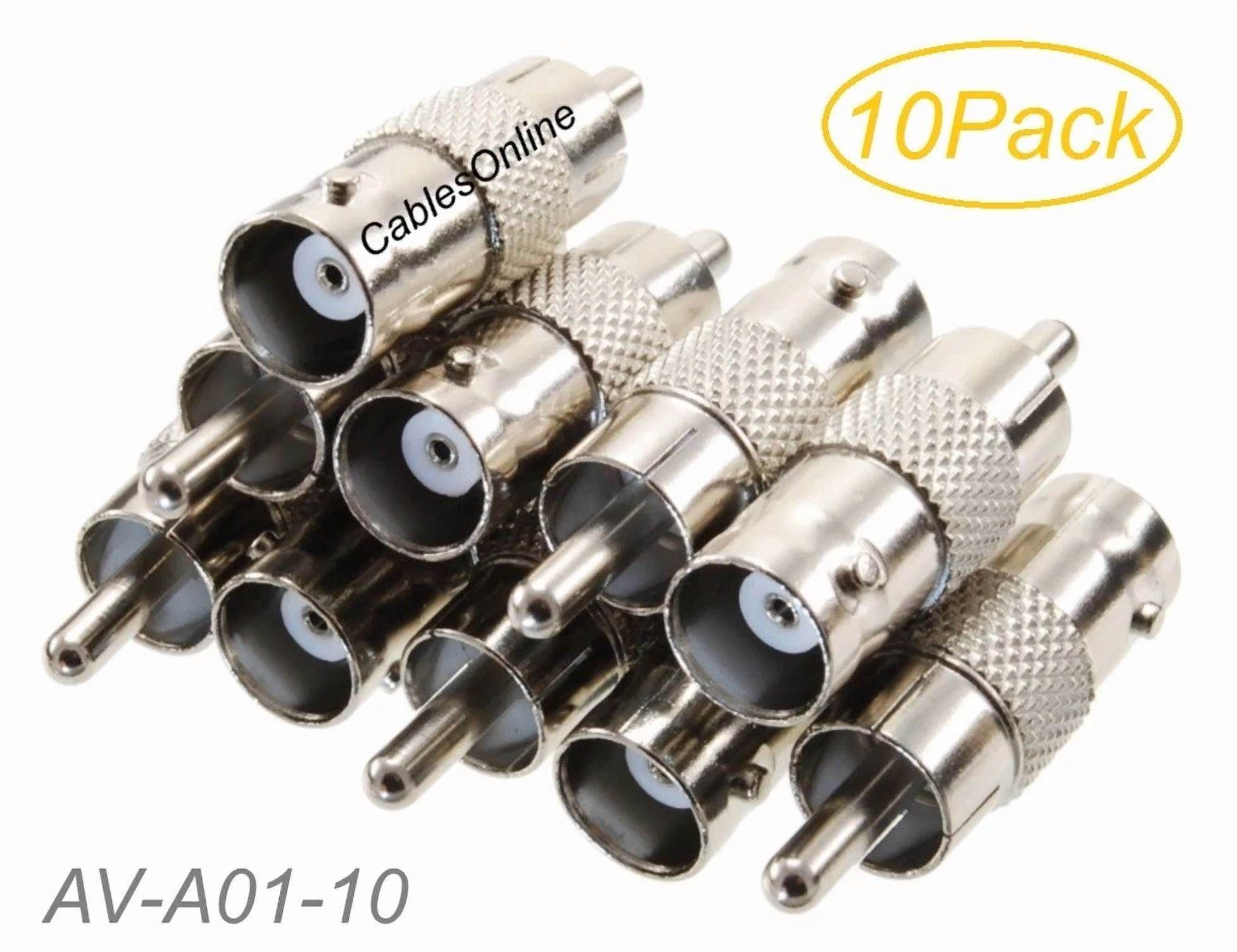 OPAL- 10-Pack Bnc Female To Rca Male 75Ohm Coaxial Metal Adapter, Av ...