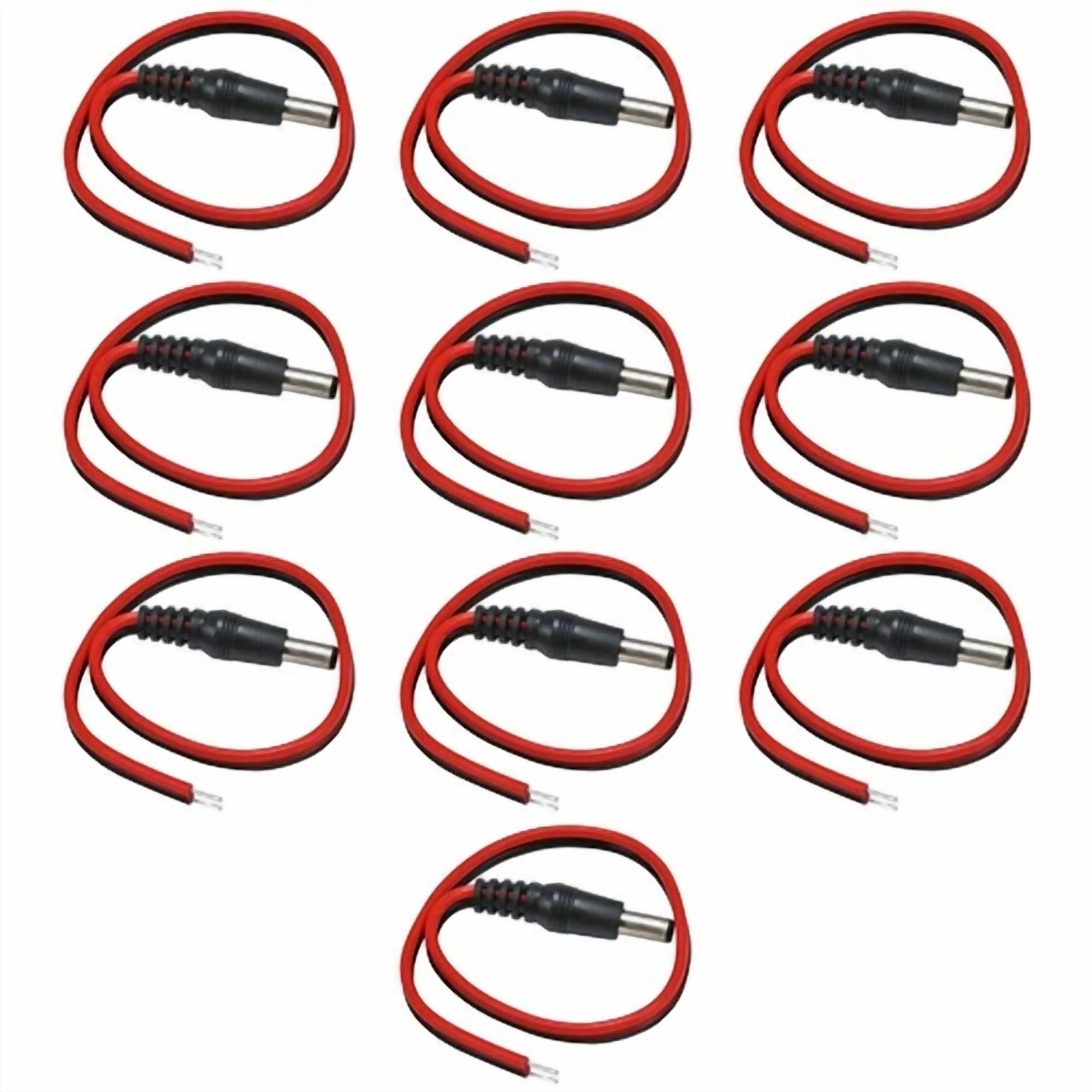 OPAL- 10X 5.5Mm X 2.1Mm Dc Power Pigtail Male Plug 10" Cable For Cctv ...