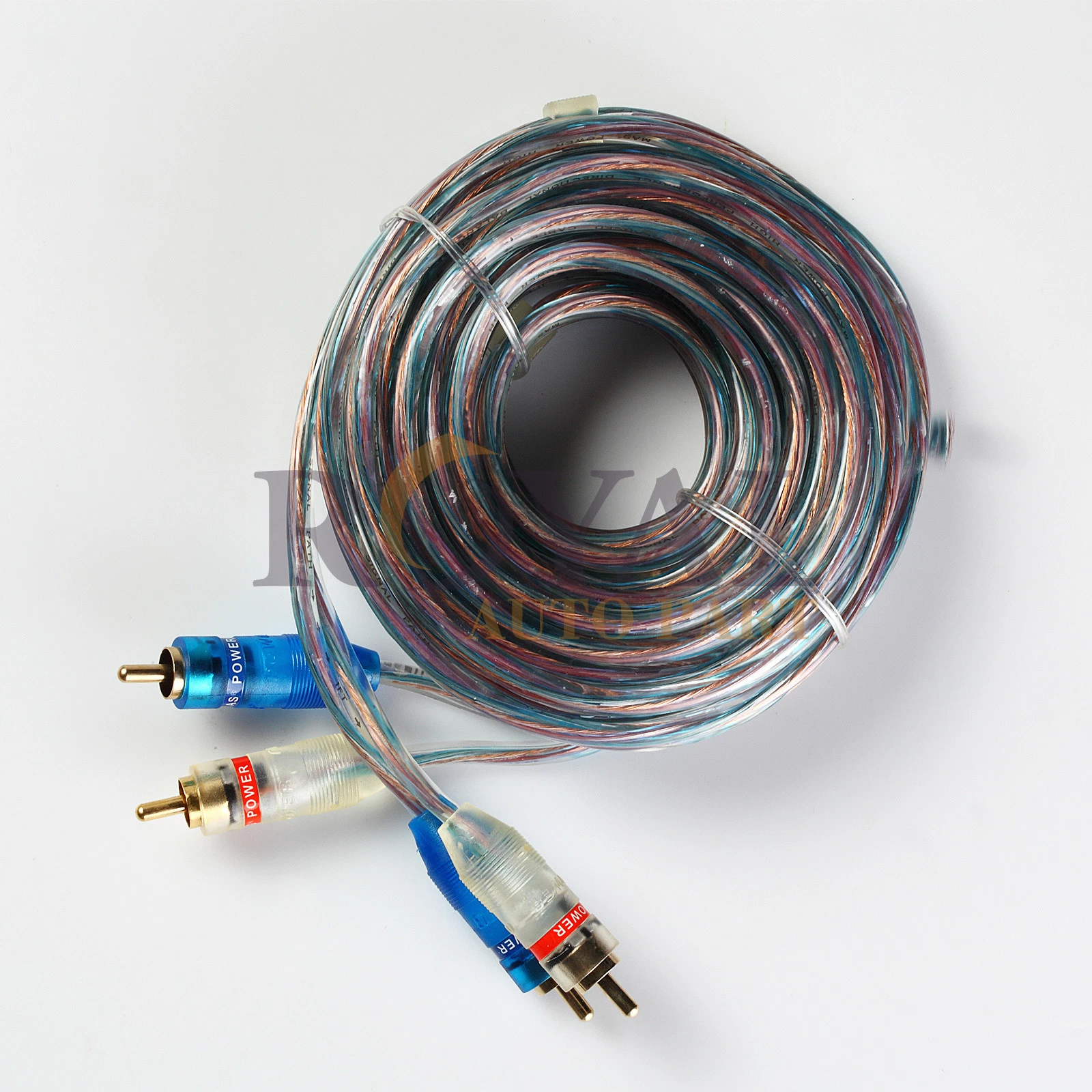 OPAL- 15 Ft Gold Plated Rca Clear Shielded No Noise Twisted Audio Cable ...