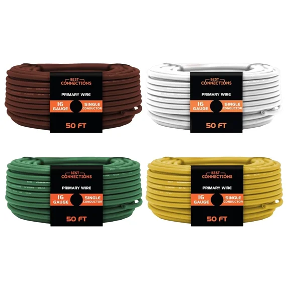 OPAL- 16 Gauge Car Audio Primary Wire 50Ft–4 Rolls Remote, Power/Ground ...