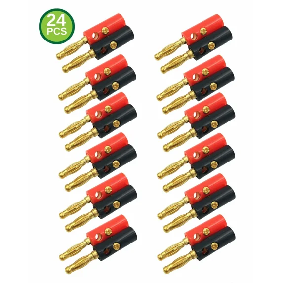 OPAL- 24 Lot Audio Speaker Wire Cable Screw Banana Plug Connector Gold ...