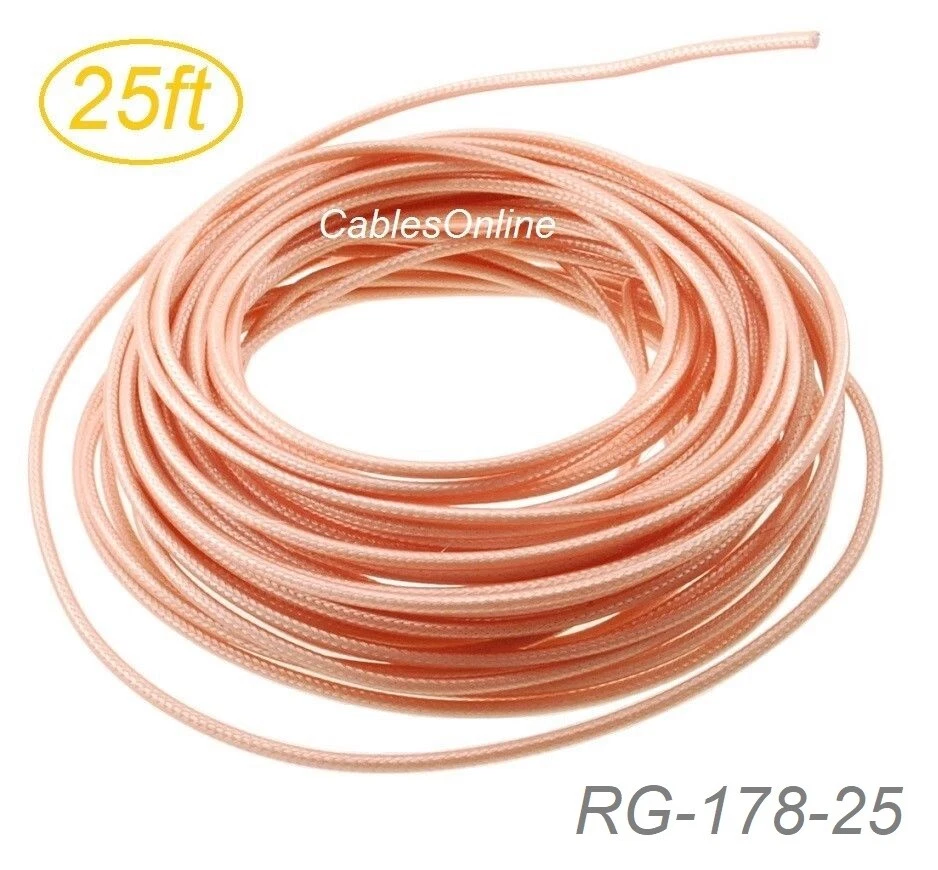OPAL- 25Ft Rg178 Bulk 50 Ohm High Temperature Coax Cable, Rg-178-25 ...