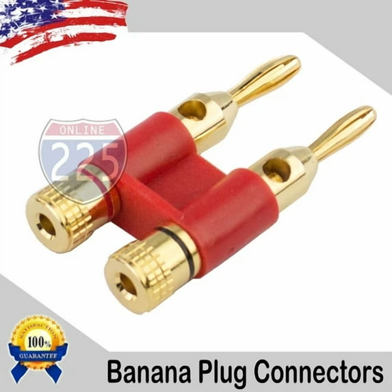 OPAL- 4 Pack 4Mm Gold Dual Banana Plugs Screw Type Speaker Wire Cable ...